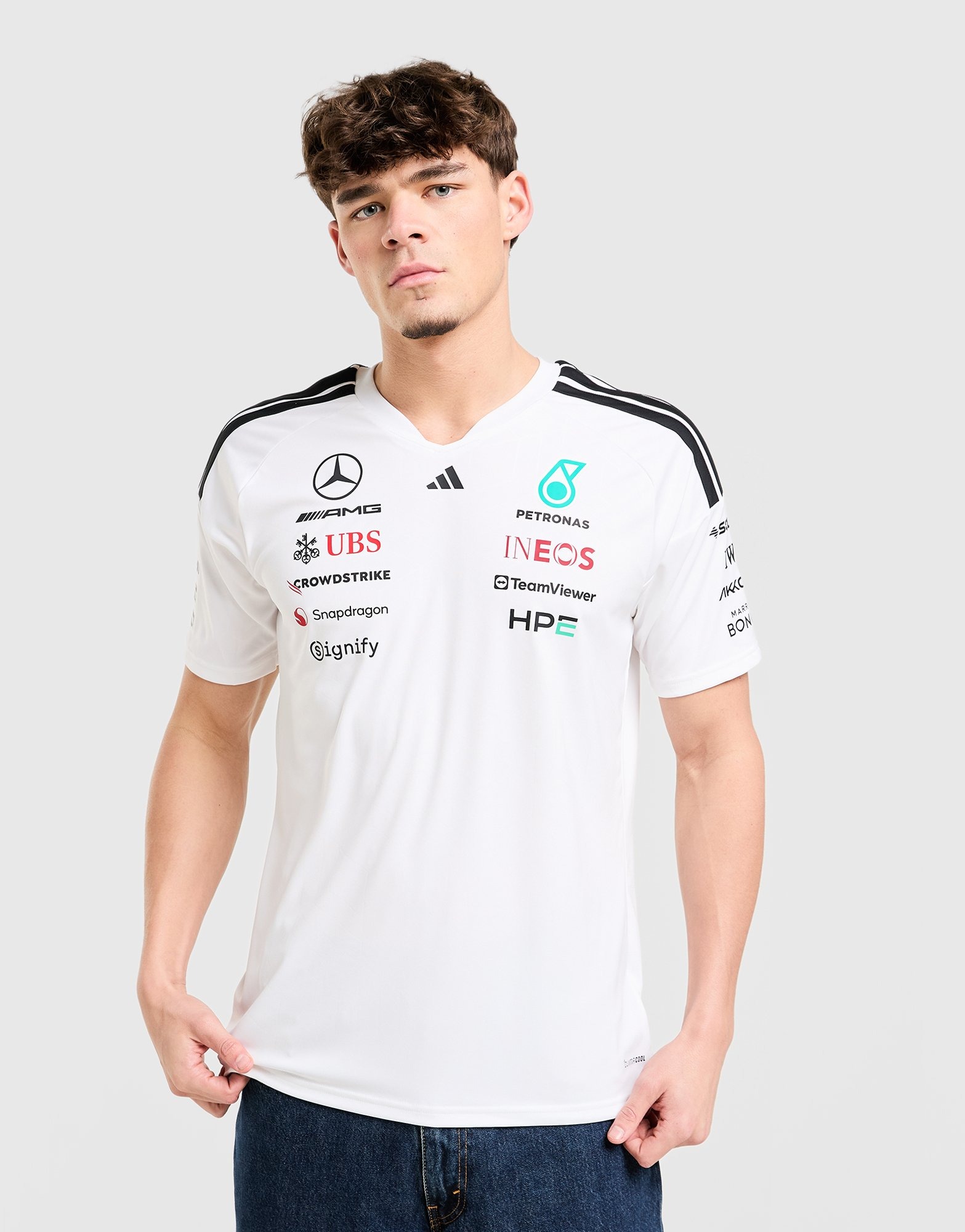 White adidas Mercedes AMG Petronas F1 Driver Shirt - JD Sports Australia