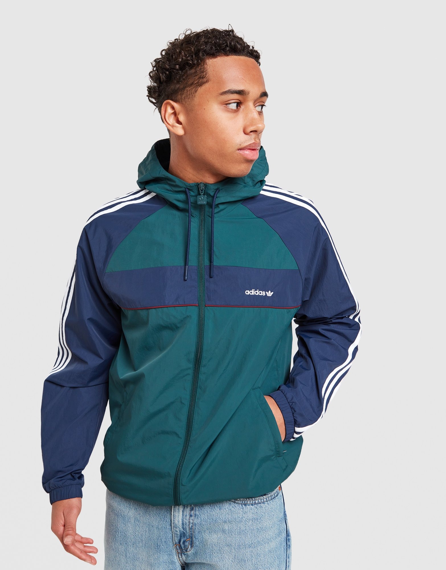 Green adidas Originals Colour Block Retro Windbreaker | JD Sports UK