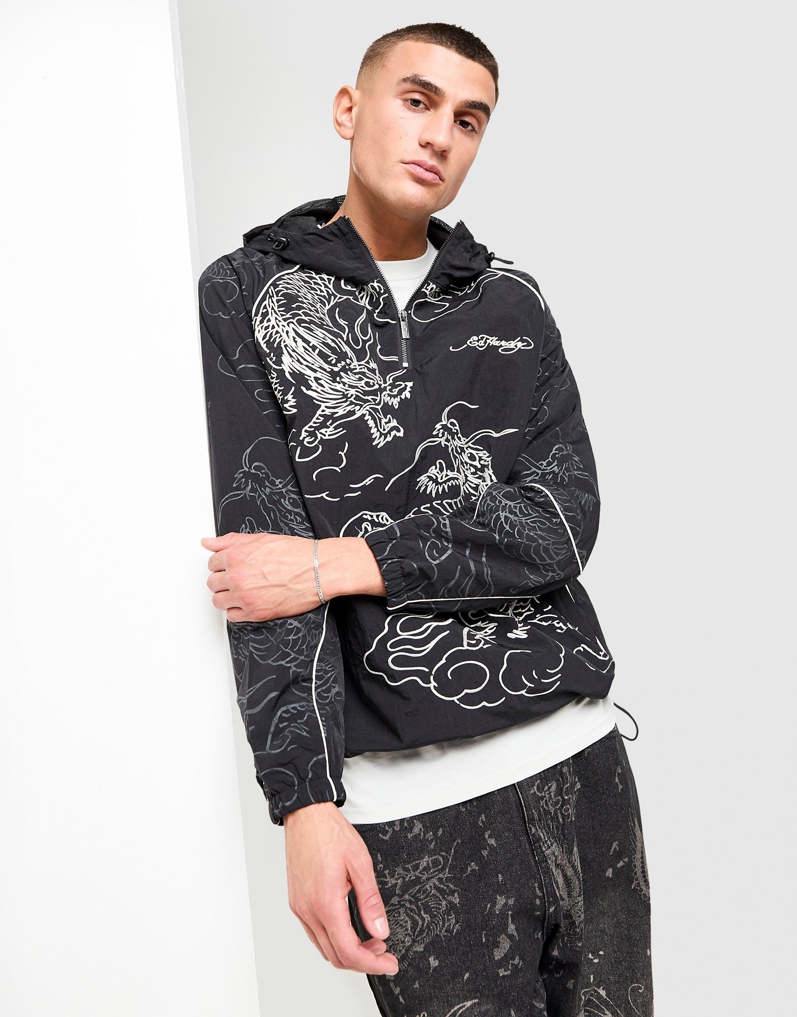 Black Ed Hardy Dragon Shell Jacket | JD Sports UK