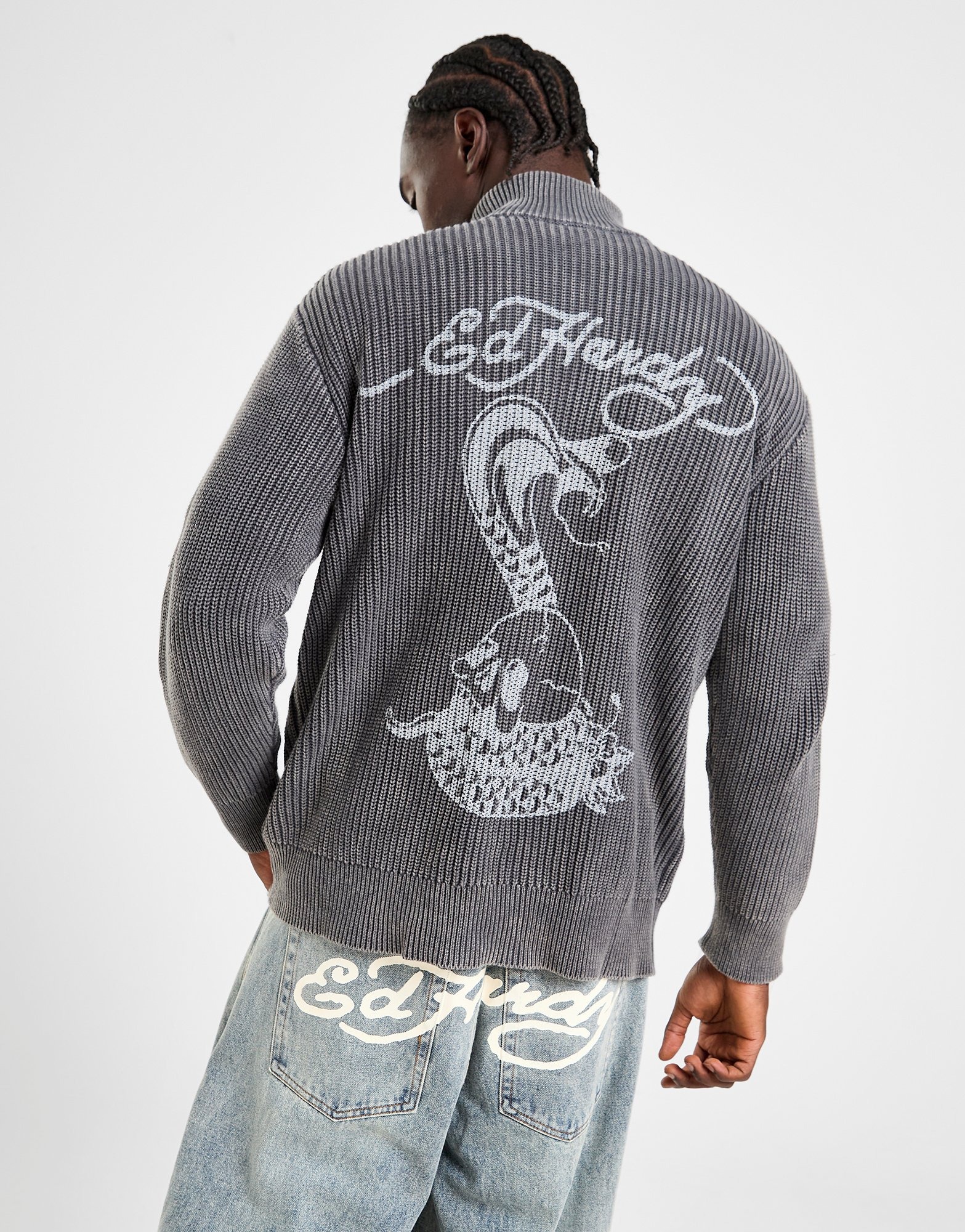 Ed Hardy Rib Full Zip Trainingsoberteil Grau - JD Sports Deutschland