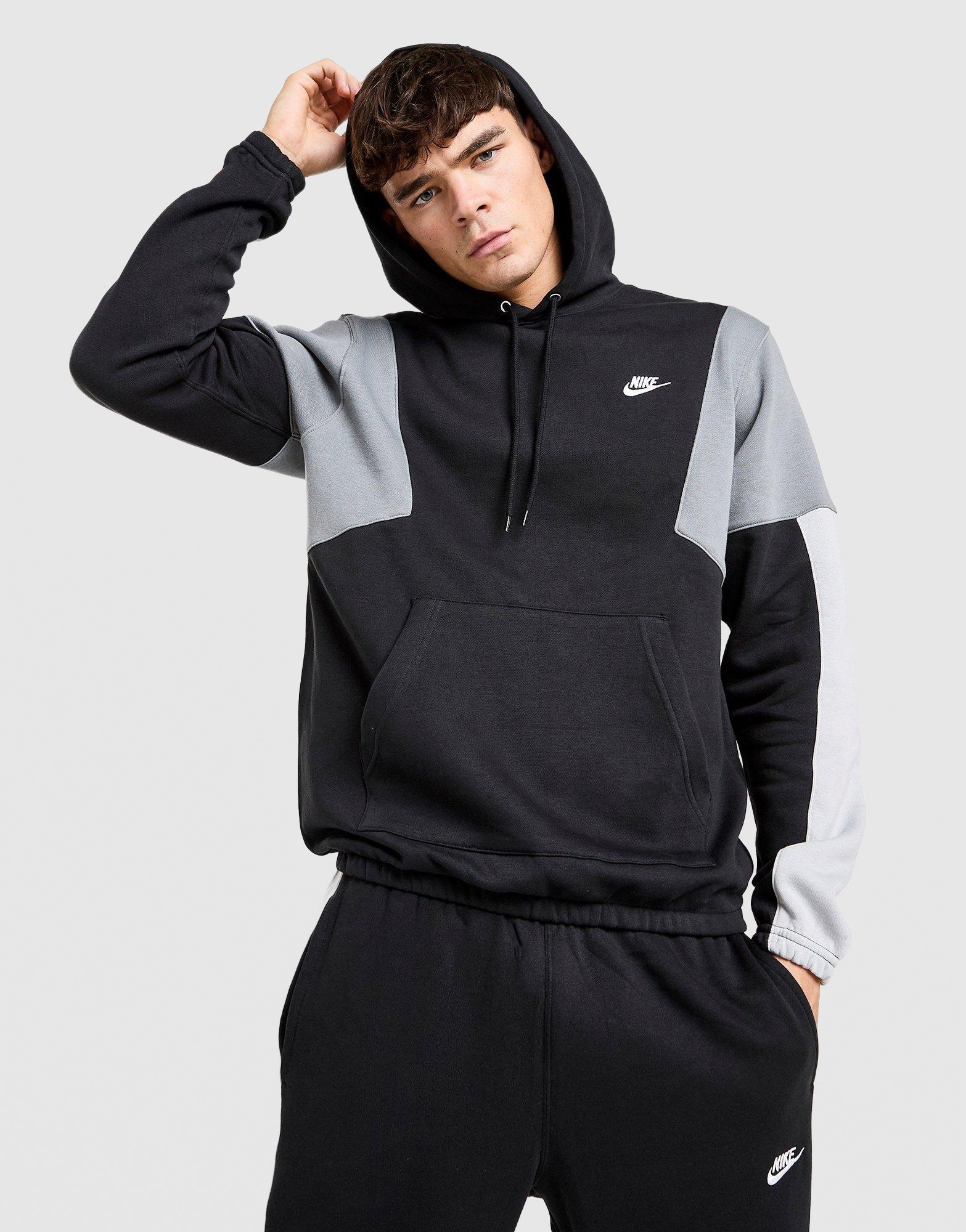 Black Nike Club Fleece Colour Block Hoodie - JD Sports Global
