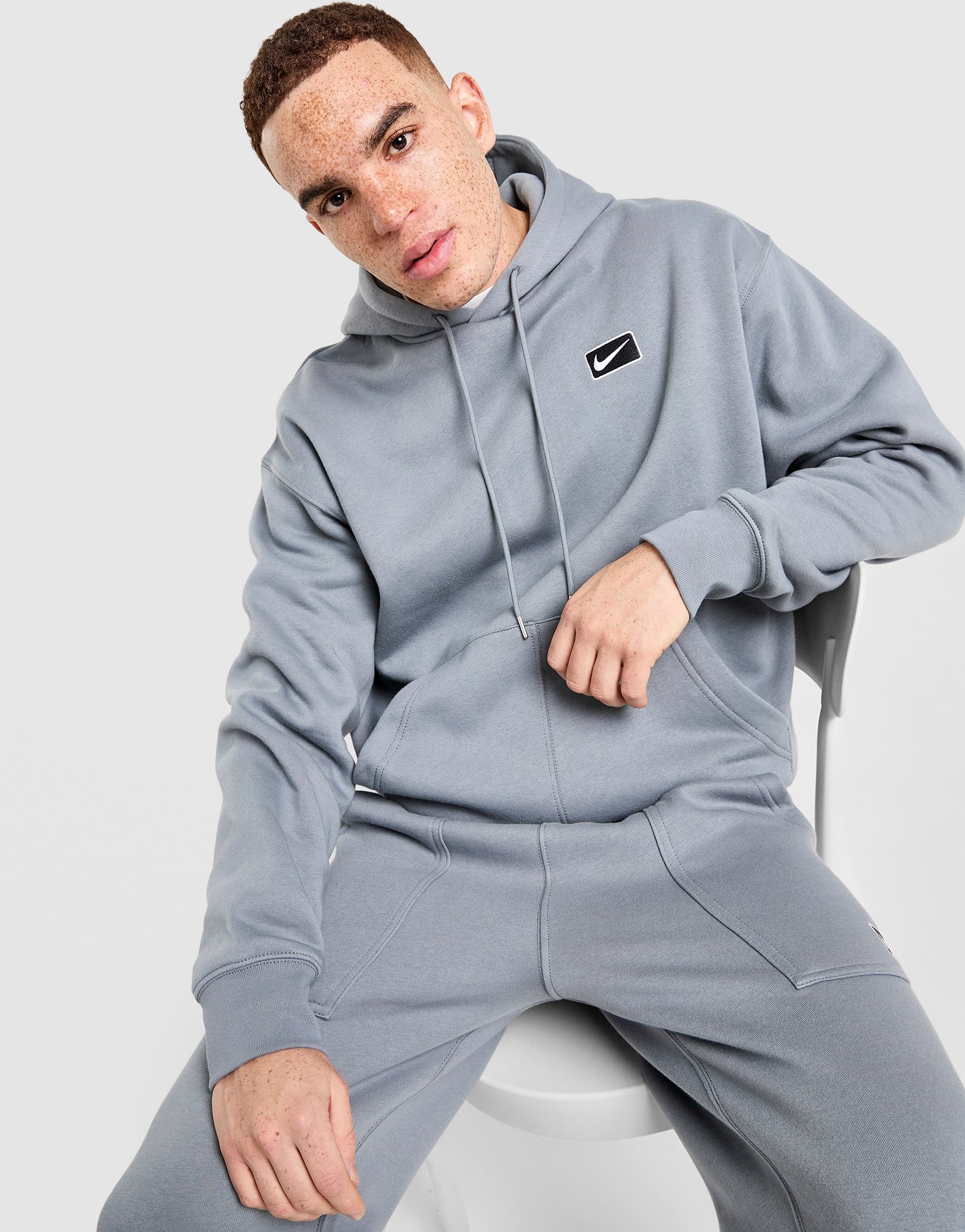 Grey Nike Street Fleece Overhead Hoodie | JD Sports UK