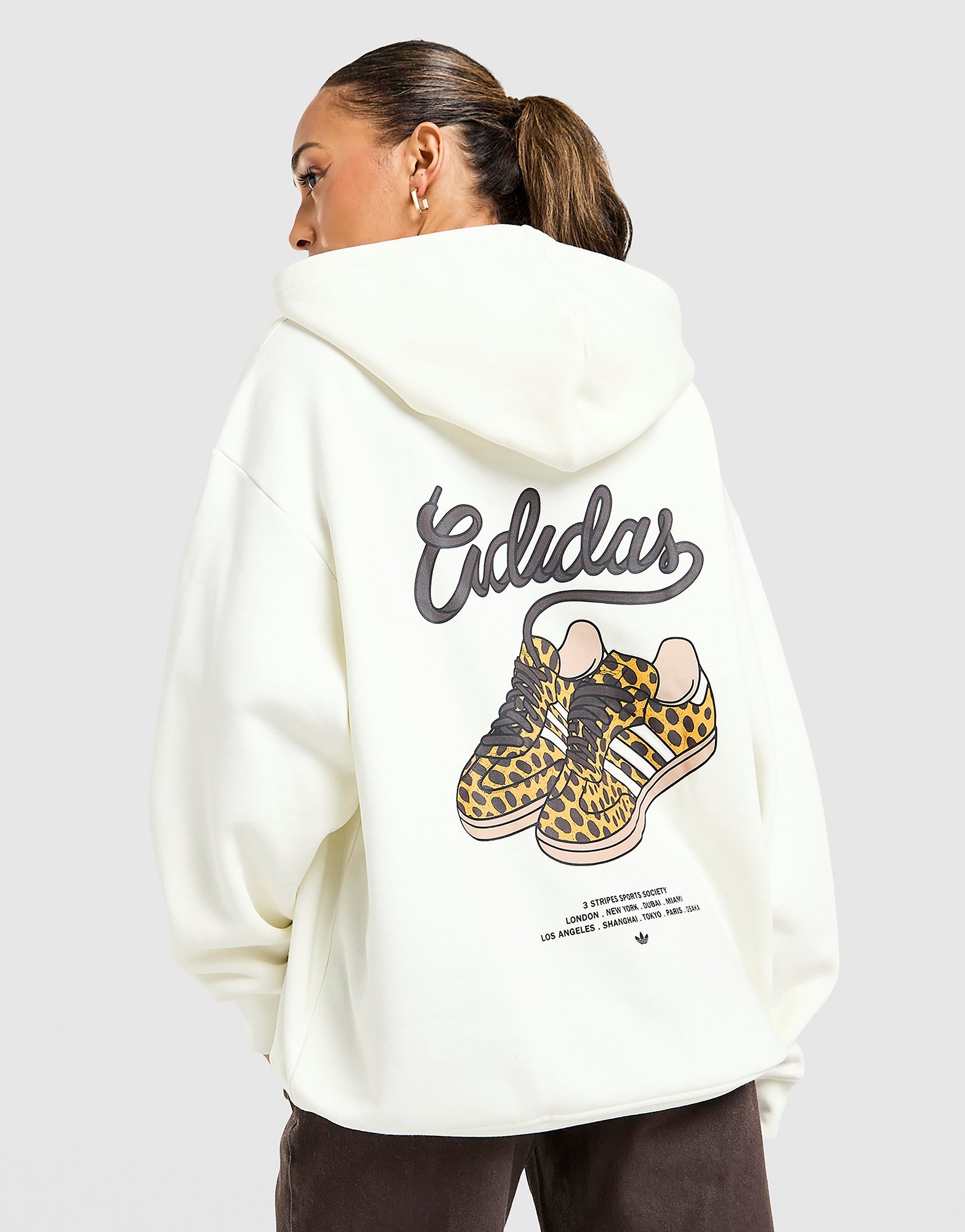 White adidas Leopard Samba Overhead Hoodie - JD Sports Australia