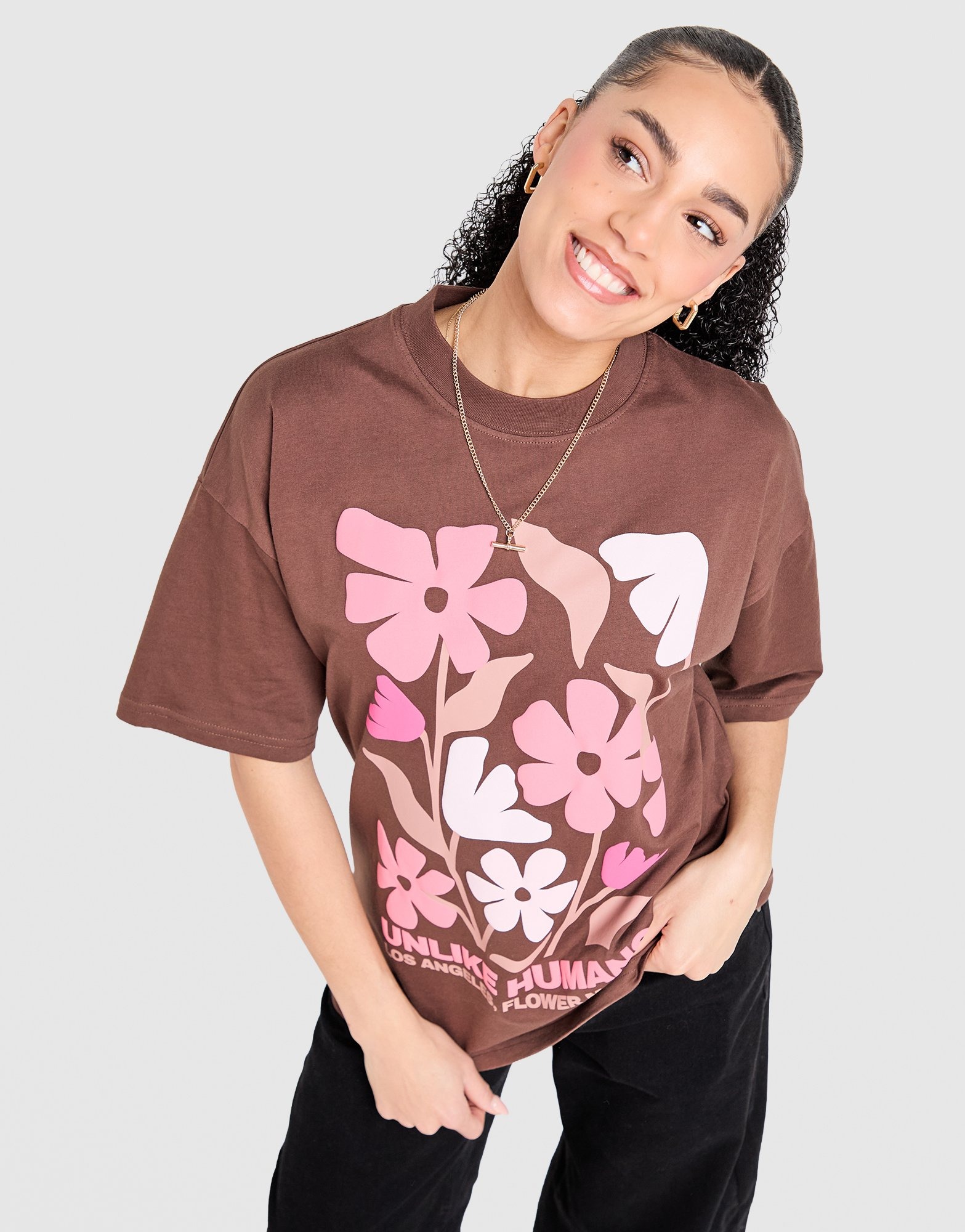 Brown Unlike Humans Flower T-Shirt | JD Sports UK