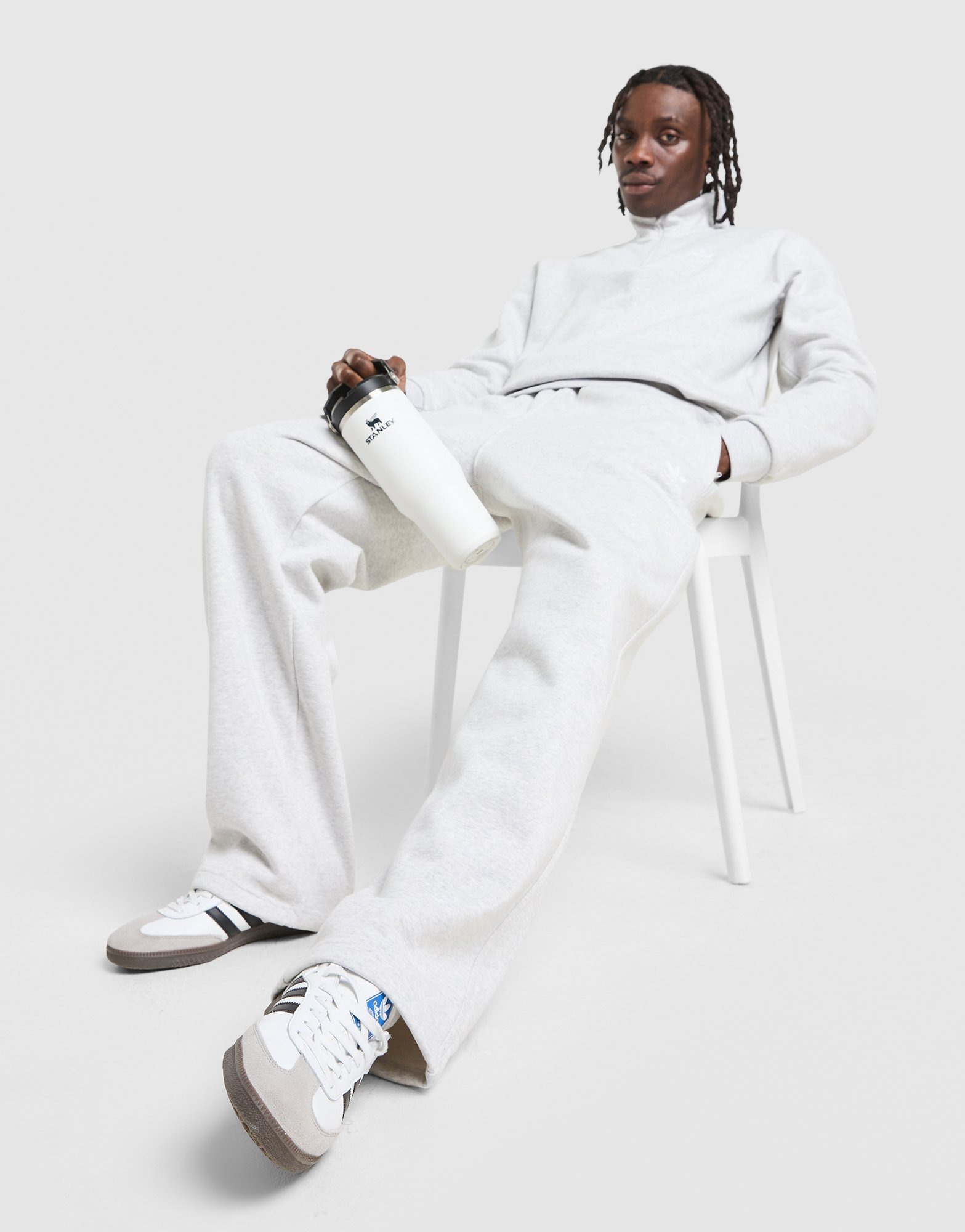 Grey adidas Originals Trefoil Essentials Open Hem Joggers - JD Sports NZ