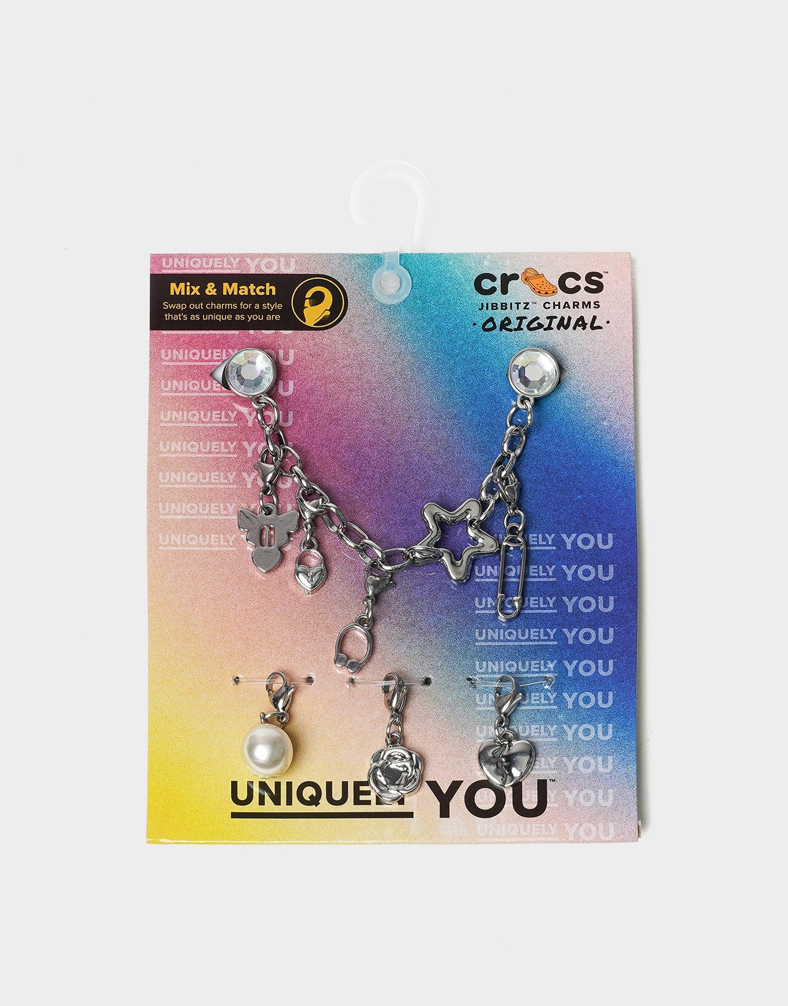 Multi Crocs Jibbitz Charms ‘Removable Punk Silver Charm Chain’ 5 Pack ...