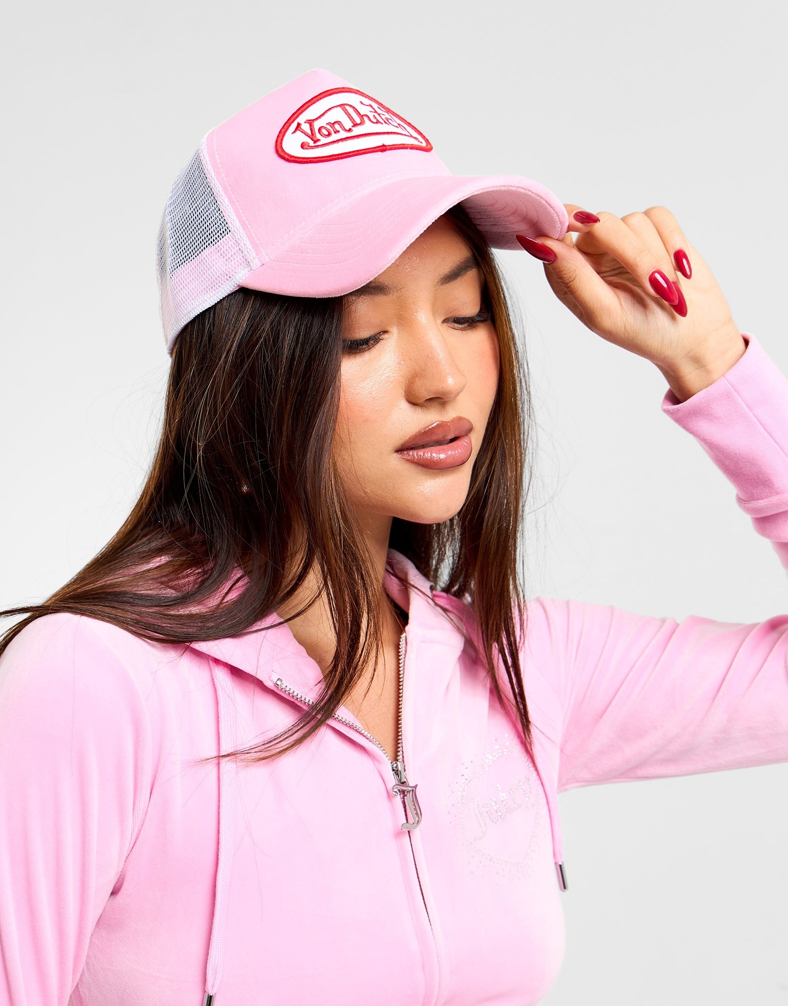 Pink Von Dutch Velvet Trucker Cap - JD Sports Australia