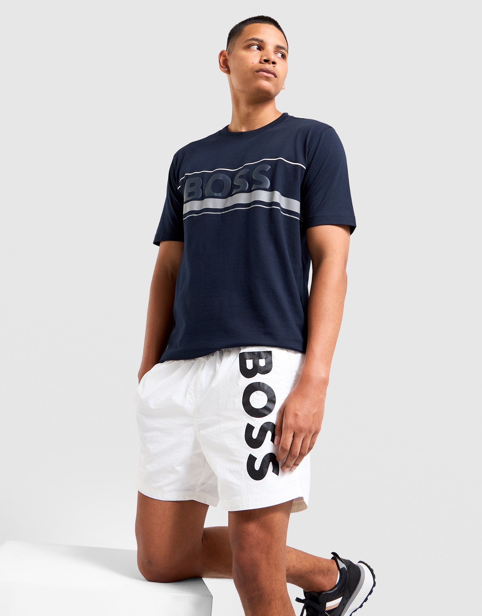 White BOSS Woven Swim Shorts - JD Sports NZ