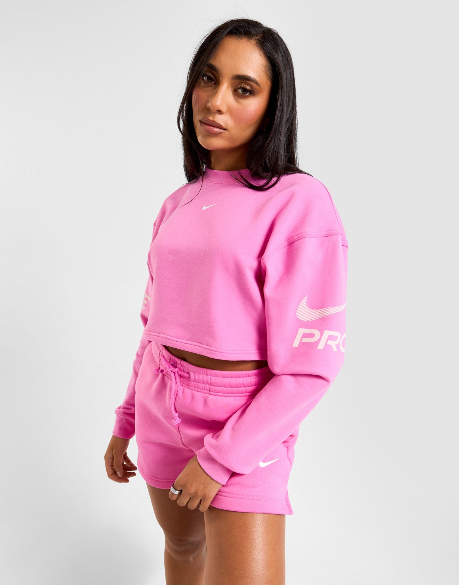 Pink Nike Pro Crop Sweatshirt - JD Sports NZ