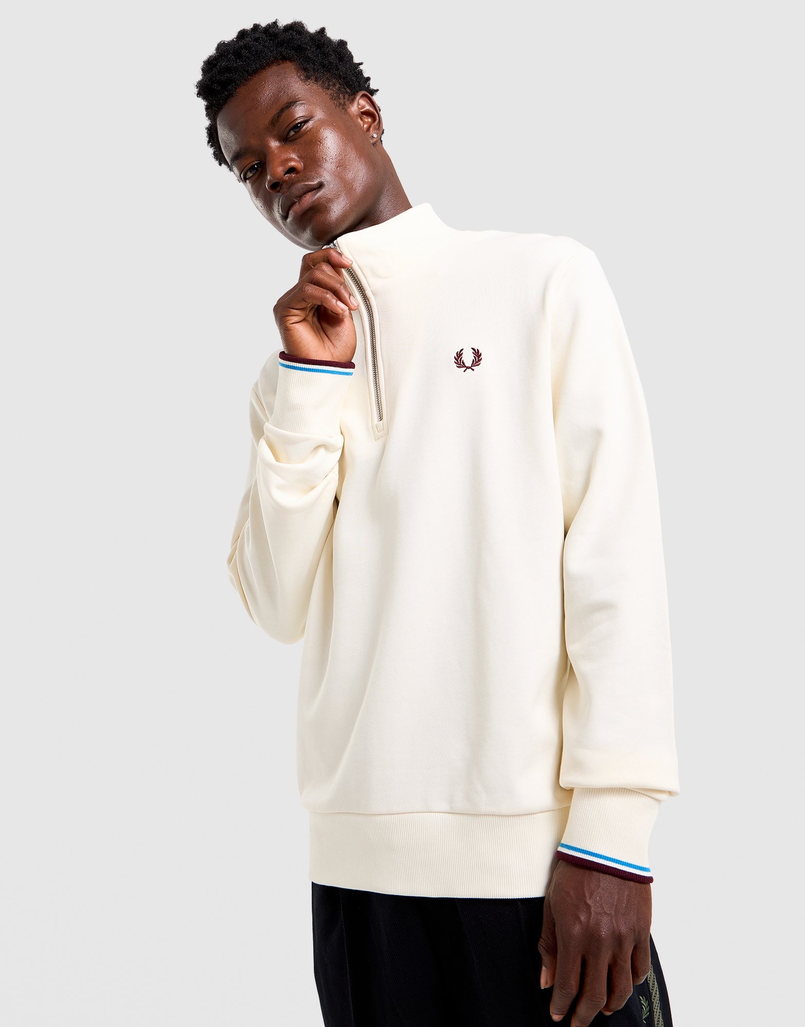 White Fred Perry Half-Zip Fleece Track Top - JD Sports NZ
