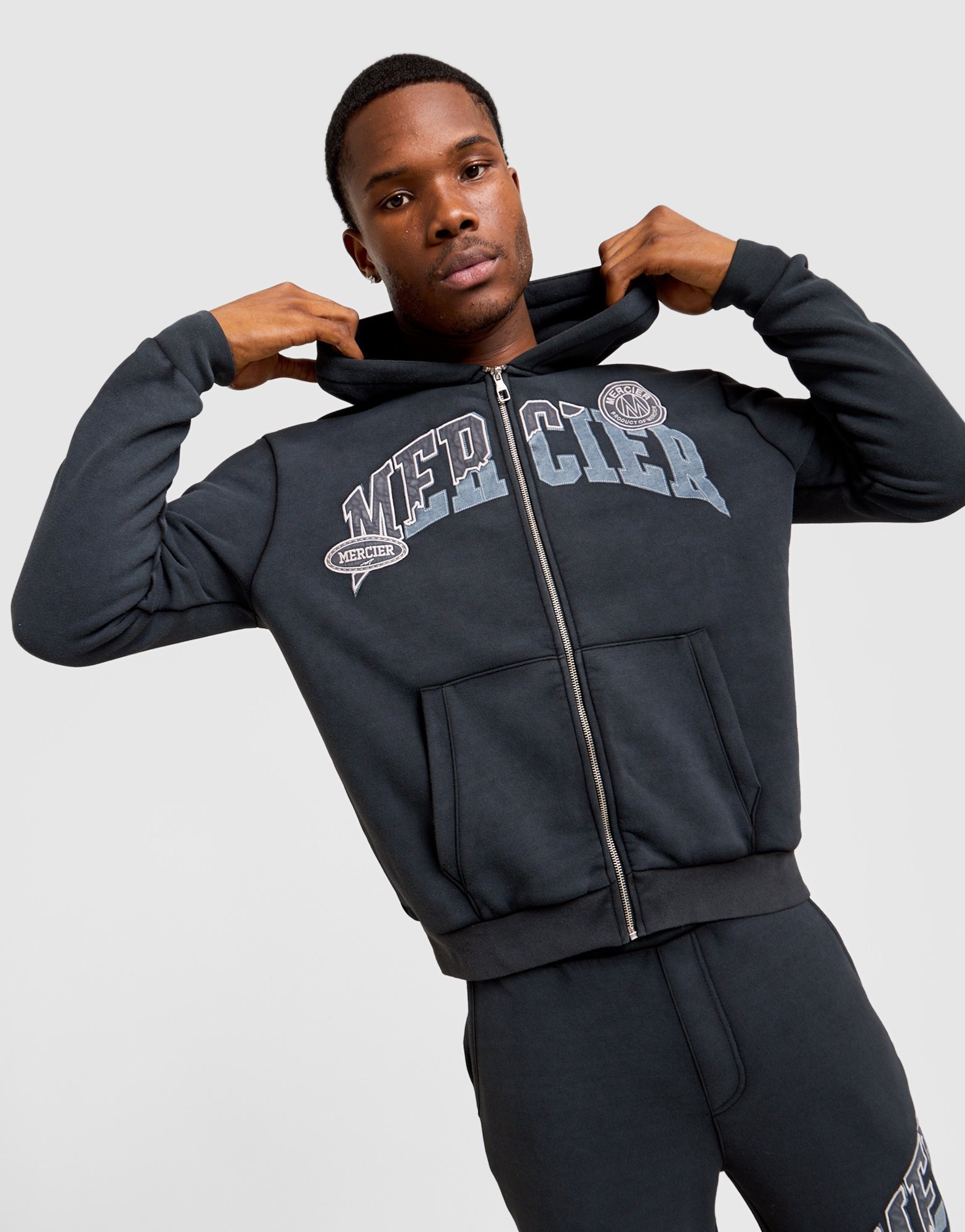 Black MERCIER Shatter Full Zip Hoodie - JD Sports NZ
