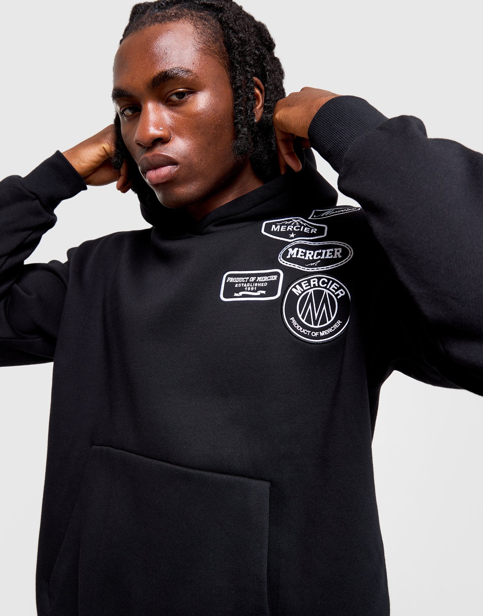 Black MERCIER Badge Hoodie - JD Sports Australia