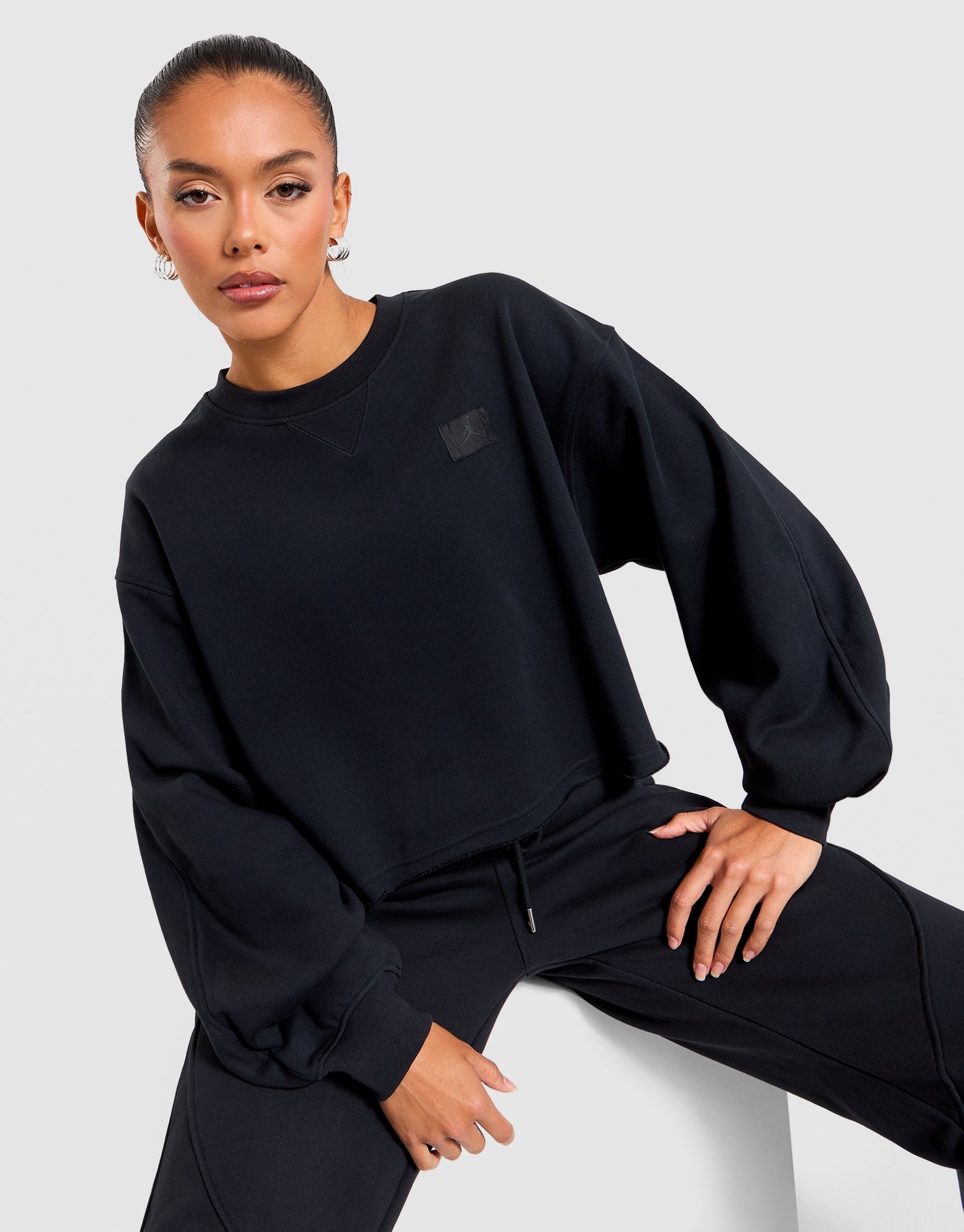 Black Jordan Flight Crop Sweatshirt - JD Sports NZ