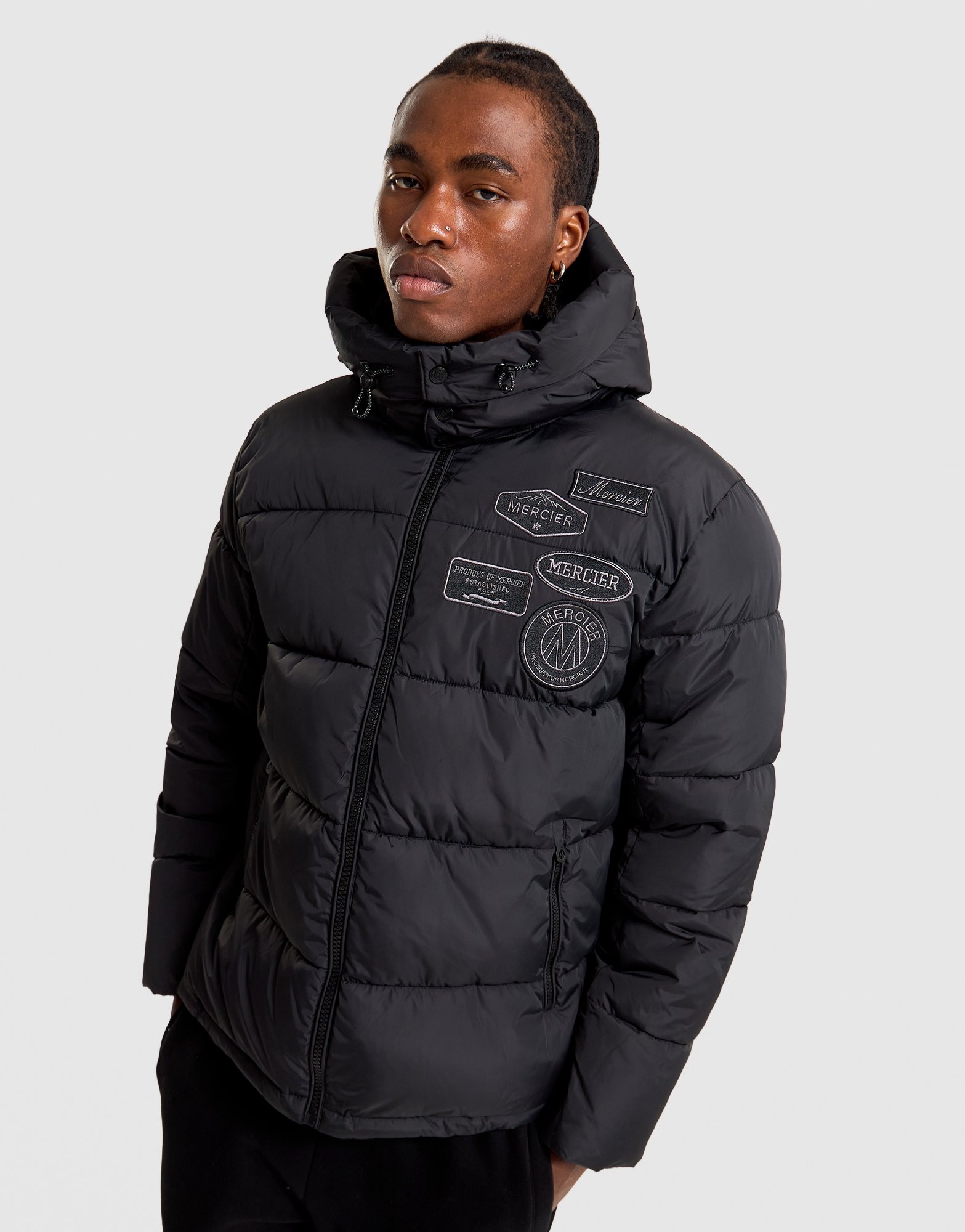 Black MERCIER Badge Padded Jacket - JD Sports NZ