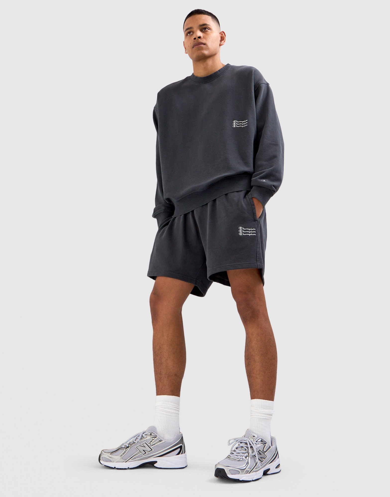 Black Champion Shrt Ft Triple Lbr Blk/wht# - JD Sports