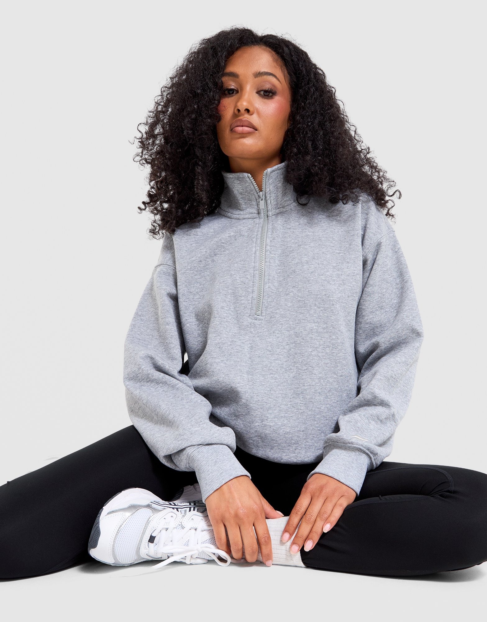 Grey FABLETICS Cozy Fleece Half-Zip Track Top - JD Sports NZ