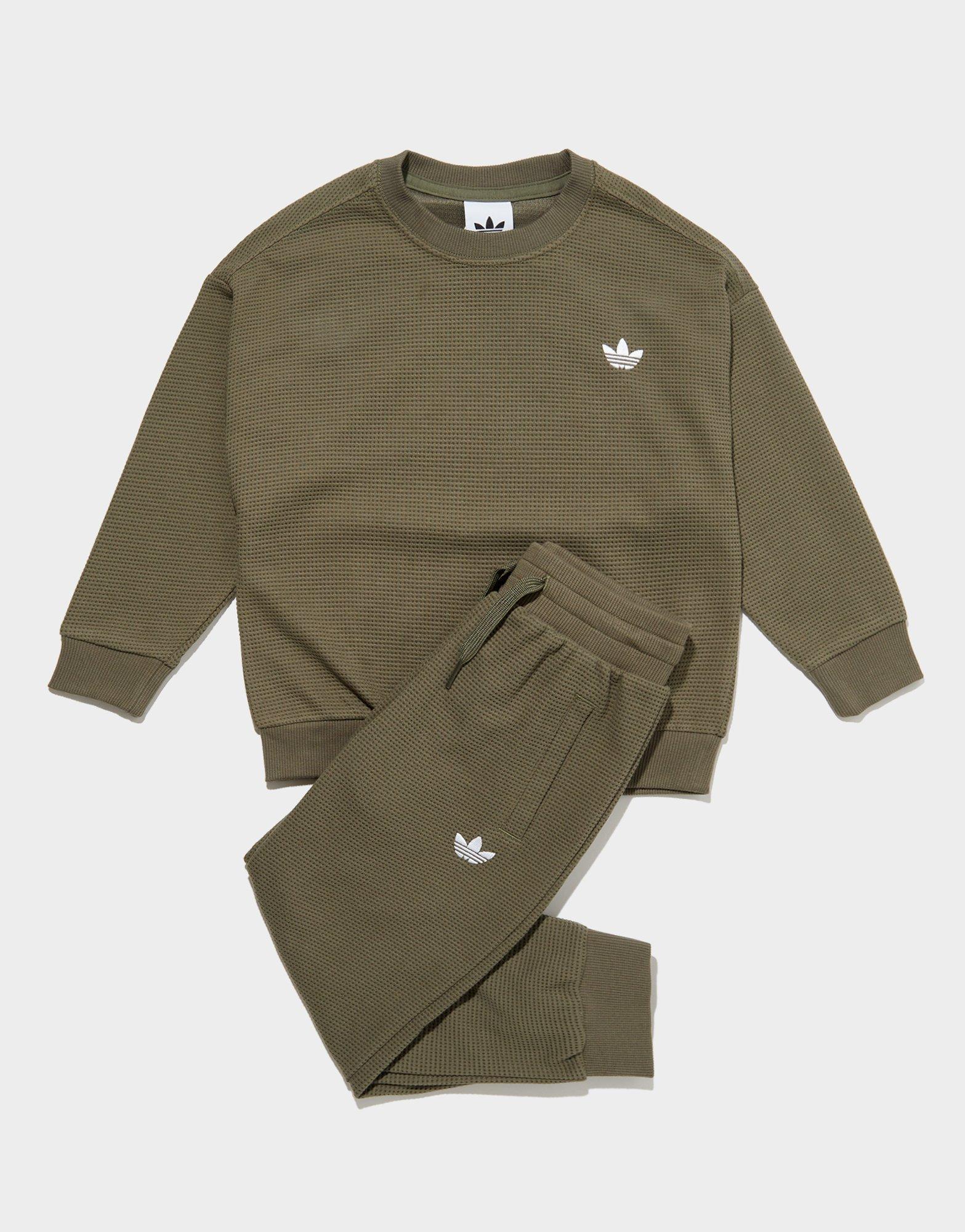 Green adidas Waffle Crew Tracksuit Set Children's - JD Sports NZ