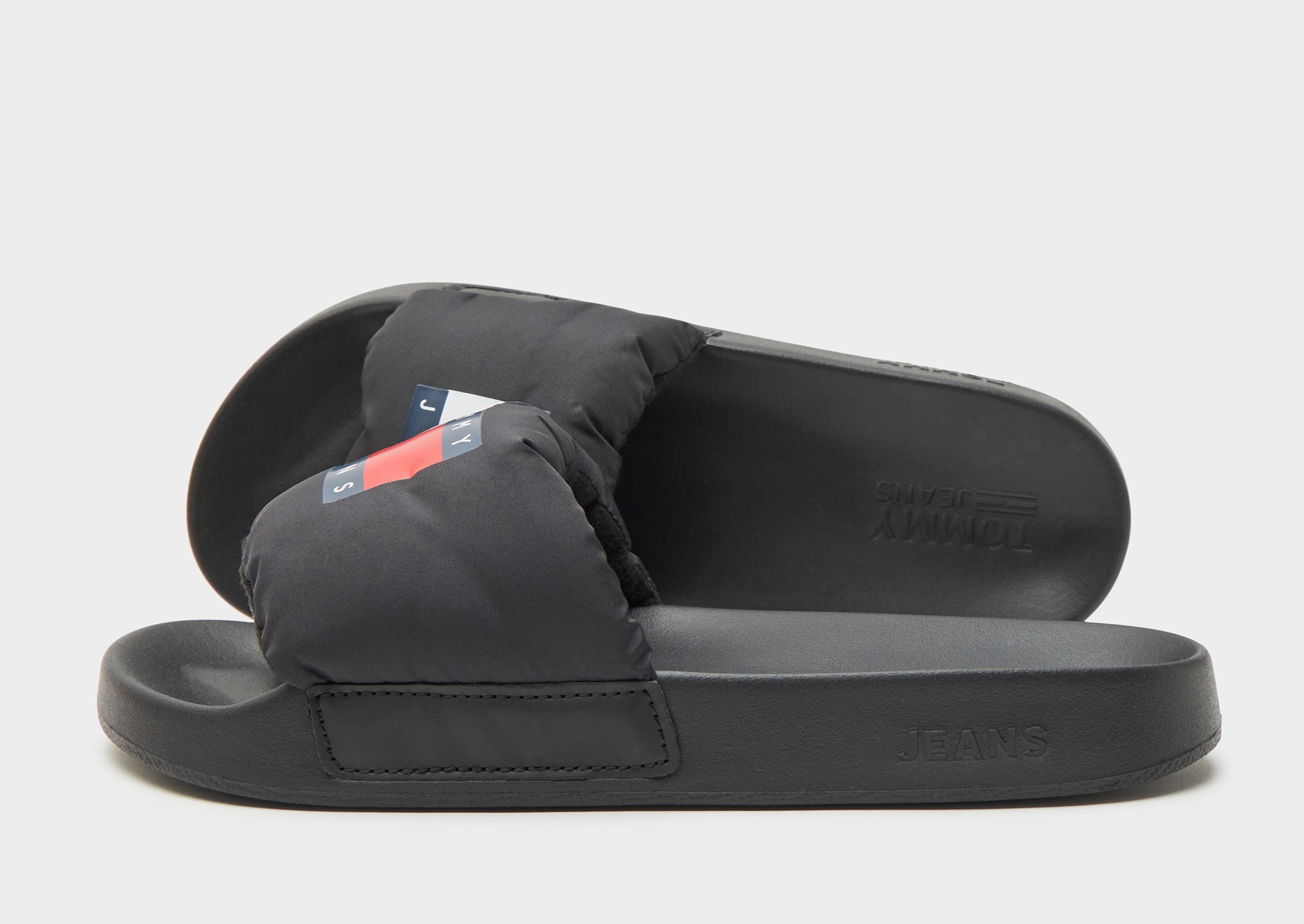 Black Tommy Hilfiger Padded Pool Slides - JD Sports