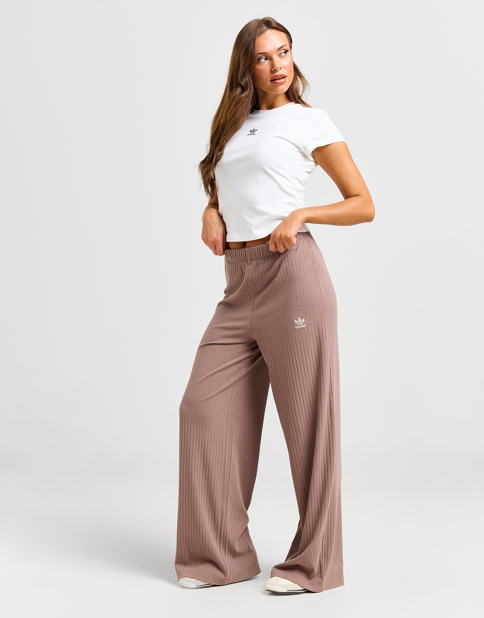 Brown adidas Essentials Wide Rib Pants | JD Sports UK