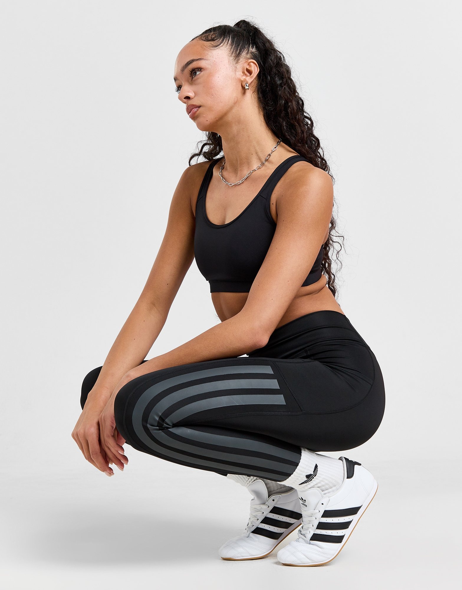 Black Adidas Optime 3 Stripes Full Length Leggings Jd Sports Uk