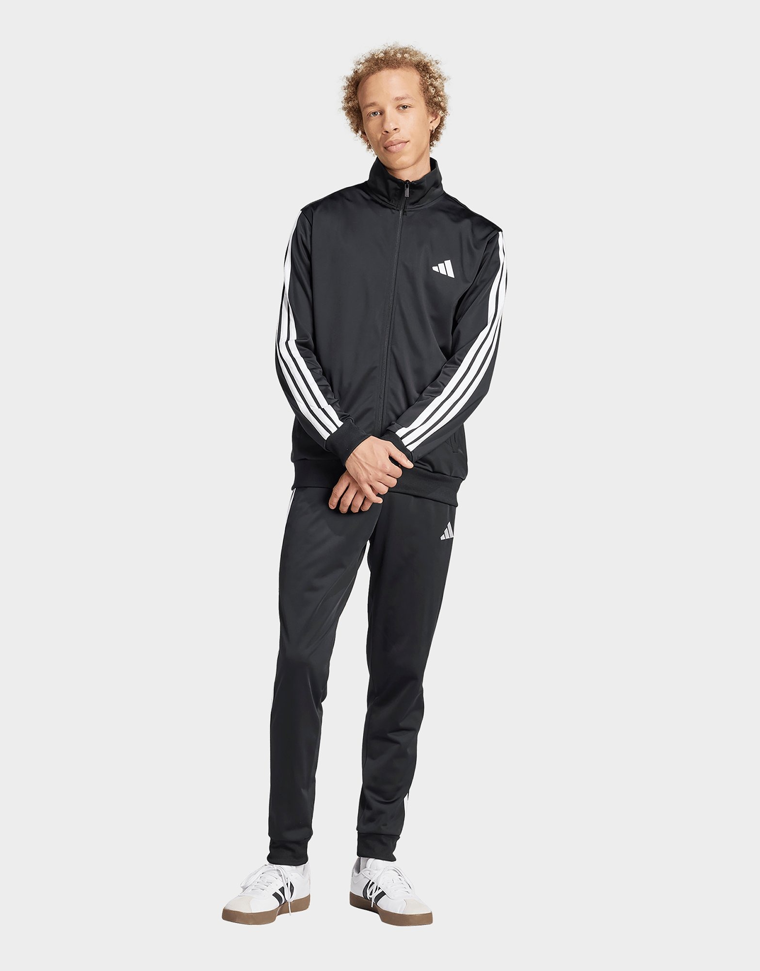 Black adidas Sportswear Basic 3-Stripes Tricot Track Suit | JD Sports UK