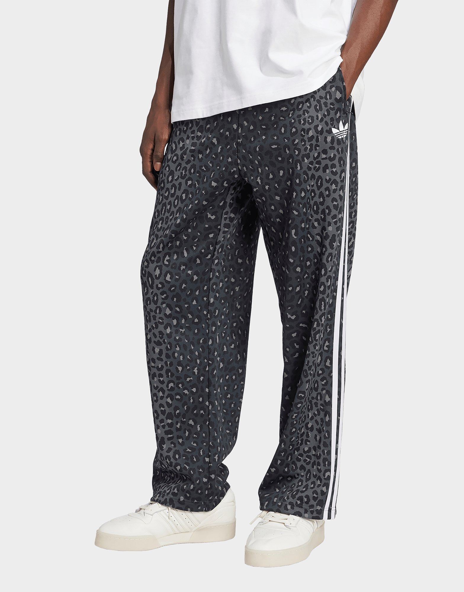 Black adidas Firebird Loose Leopard Track Pants | JD Sports UK