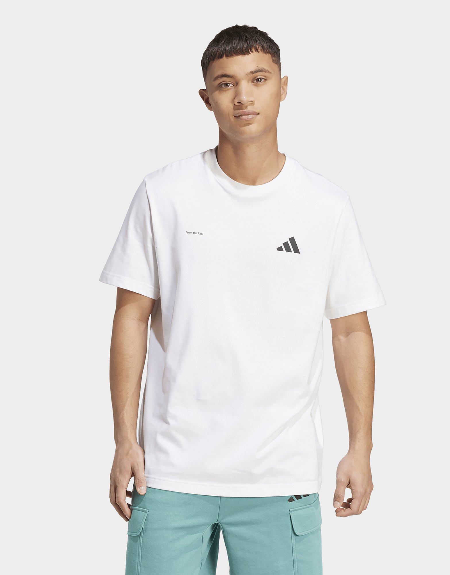 White adidas Lens Power Of Three Hoop Graphic Tee | JD Sports UK