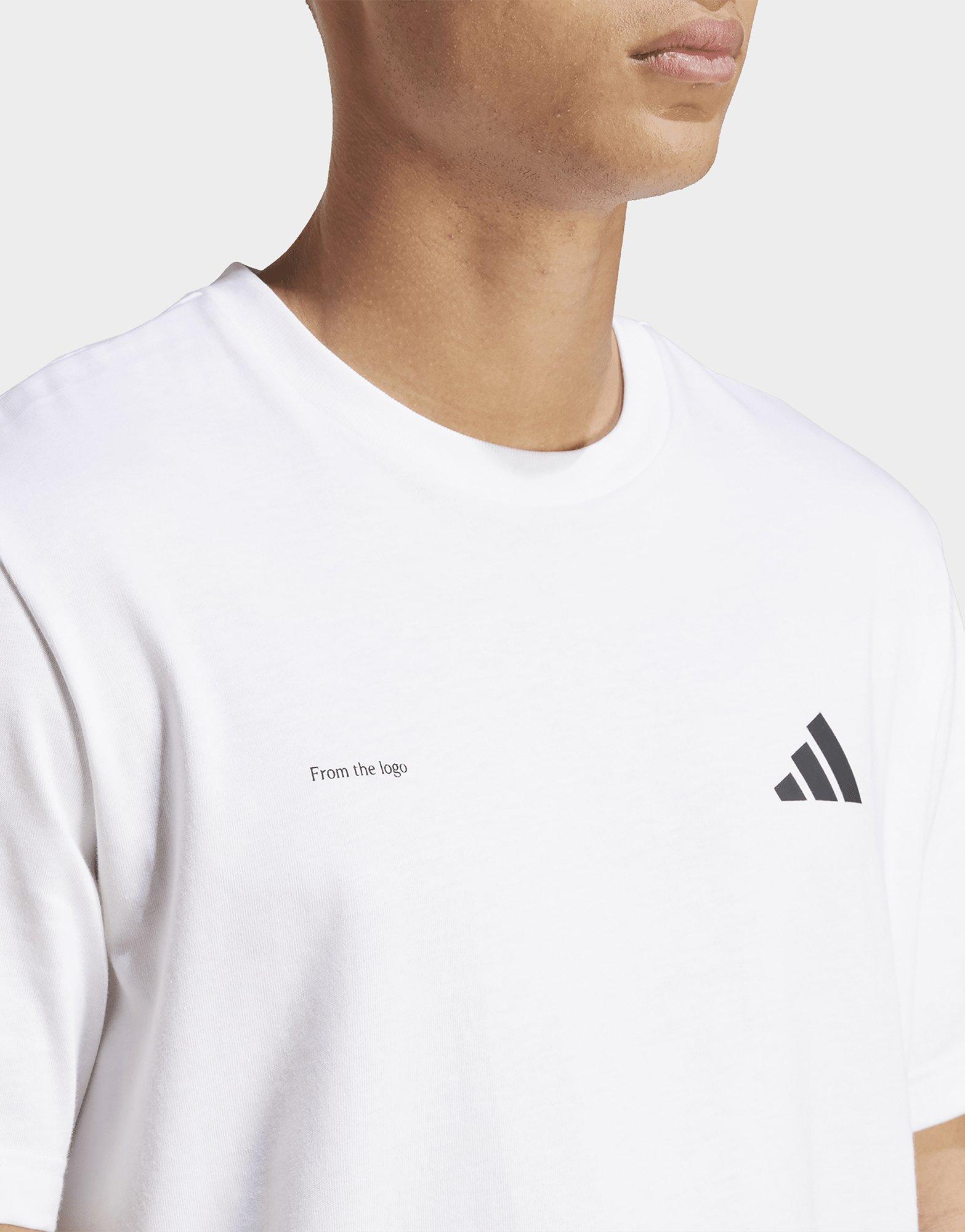 White adidas Lens Power Of Three Hoop Graphic Tee | JD Sports UK
