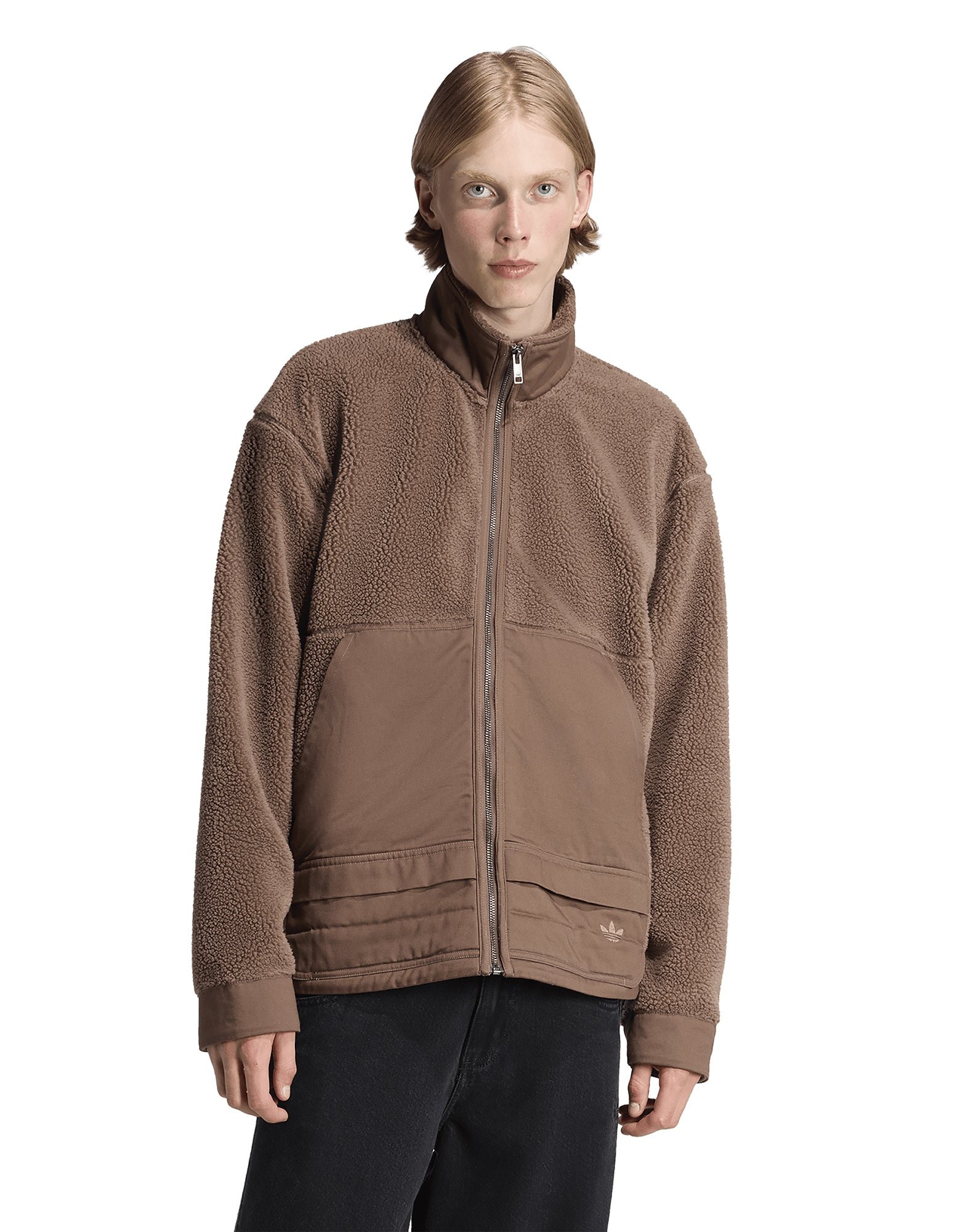 Brown adidas Premium Essentials Polar Fleece Full-Zip Jacket | JD Sports UK