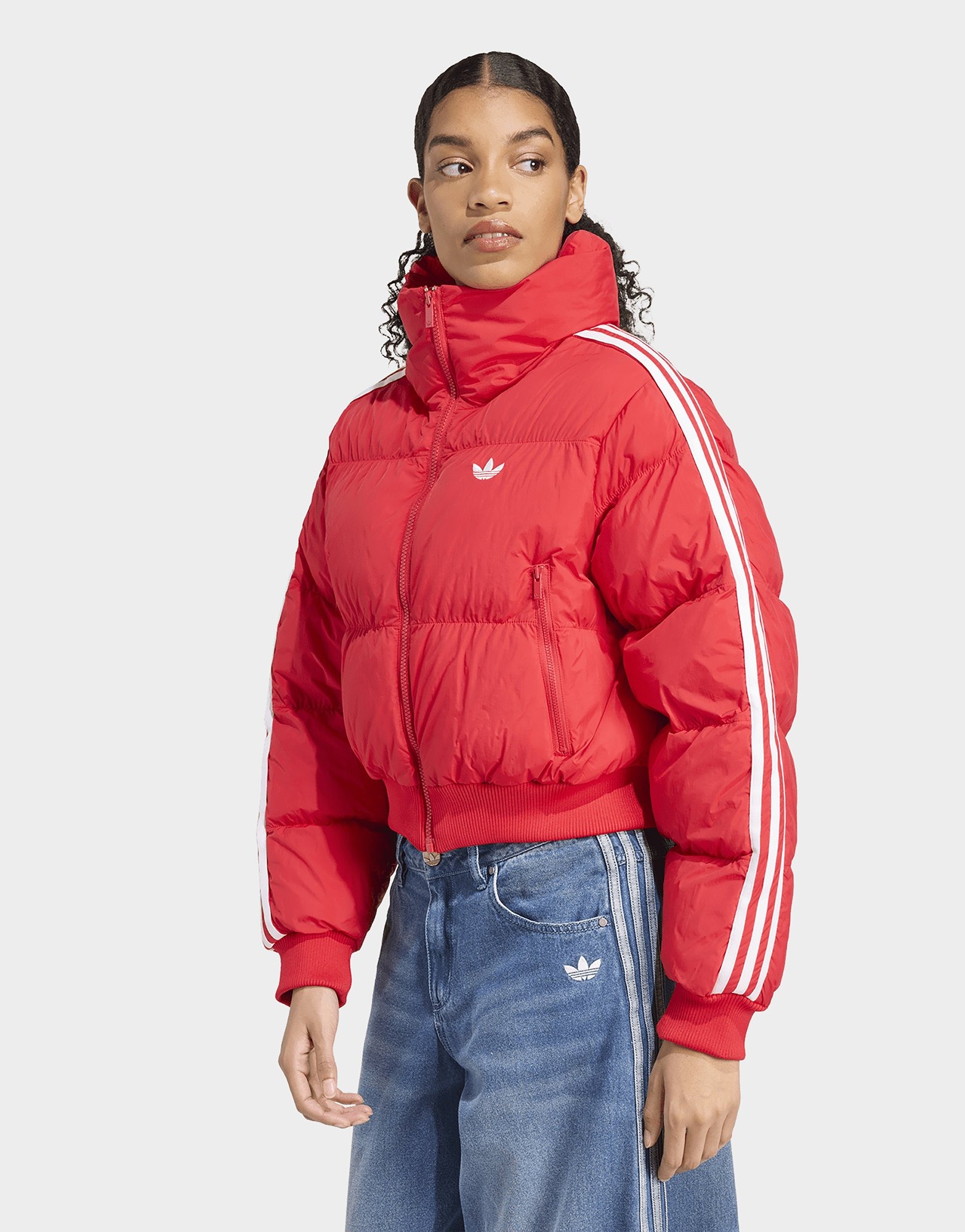 Red adidas Adicolor Cropped Synthetic Down Puffer | JD Sports UK