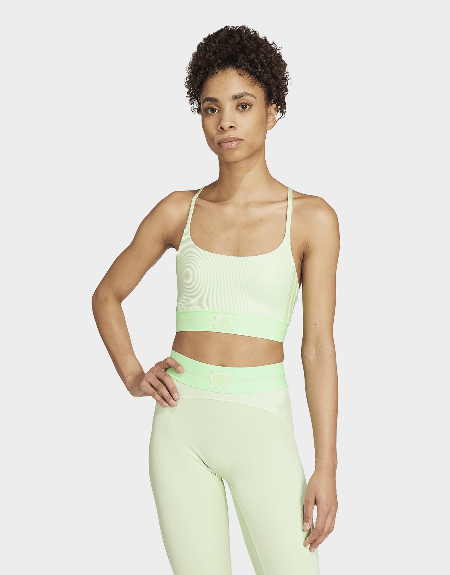 Green adidas Hyperglam Rib Bralette | JD Sports UK