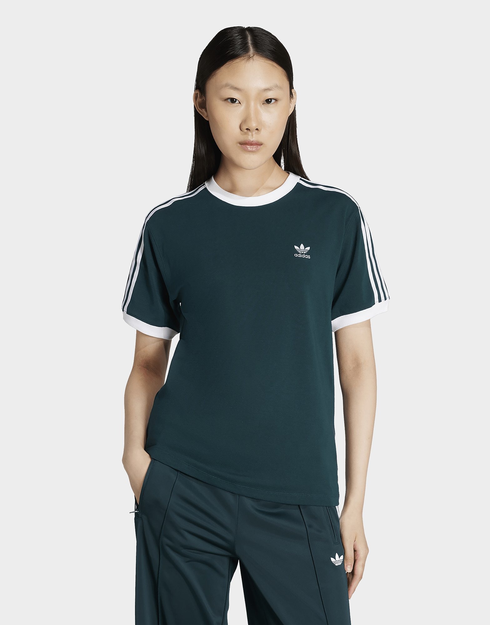 Groen adidas Originals 3-Stripes Boyfriend Ringer T-Shirt - JD Sports ...