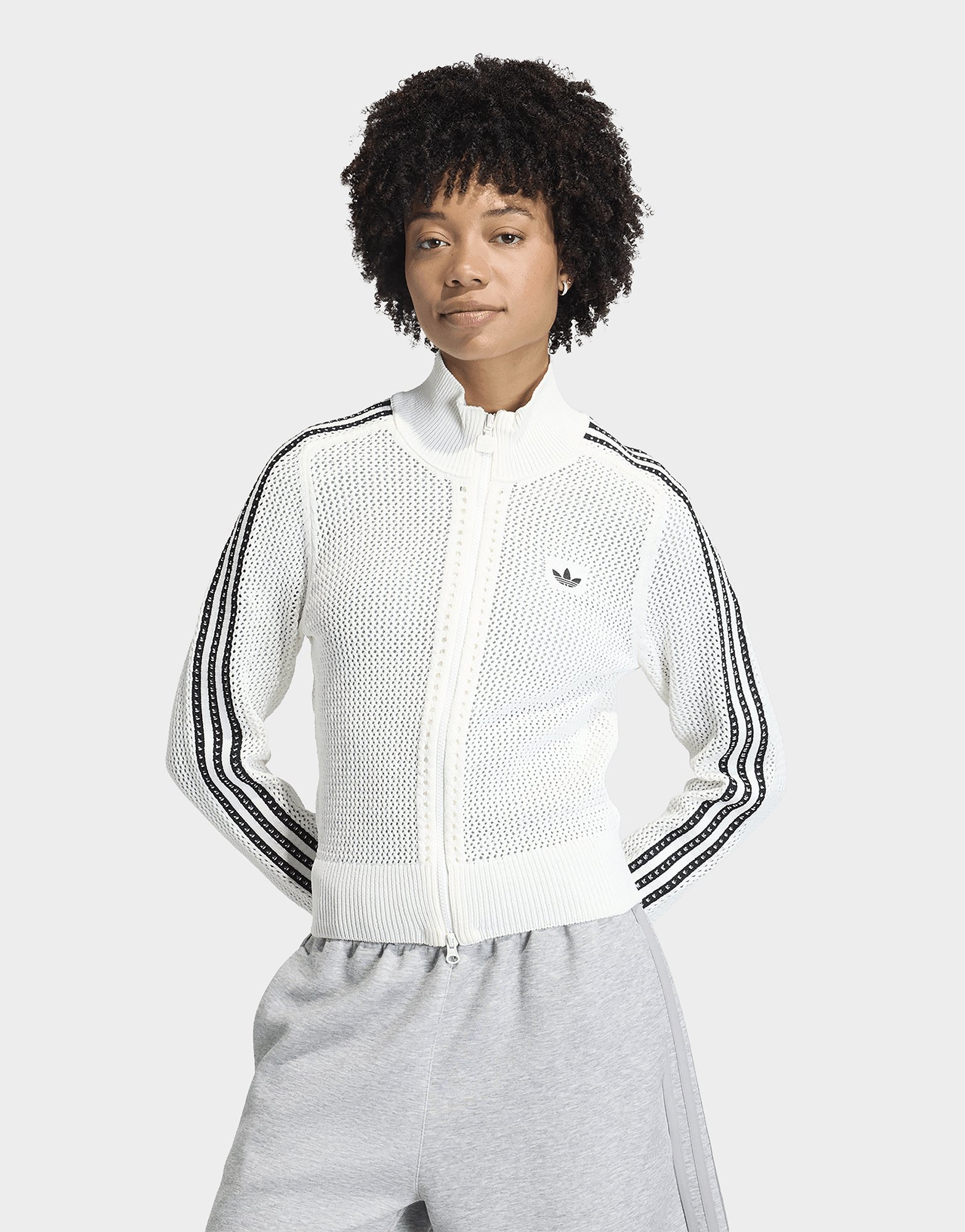 White adidas Originals Knitted Crochet Firebird Track Top | JD Sports UK