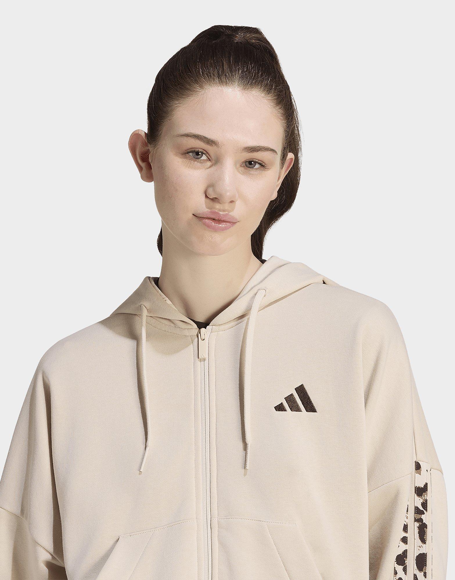 Brown adidas adidas Seasonal Essentials Animal Print 3-Stripes Full-Zip ...