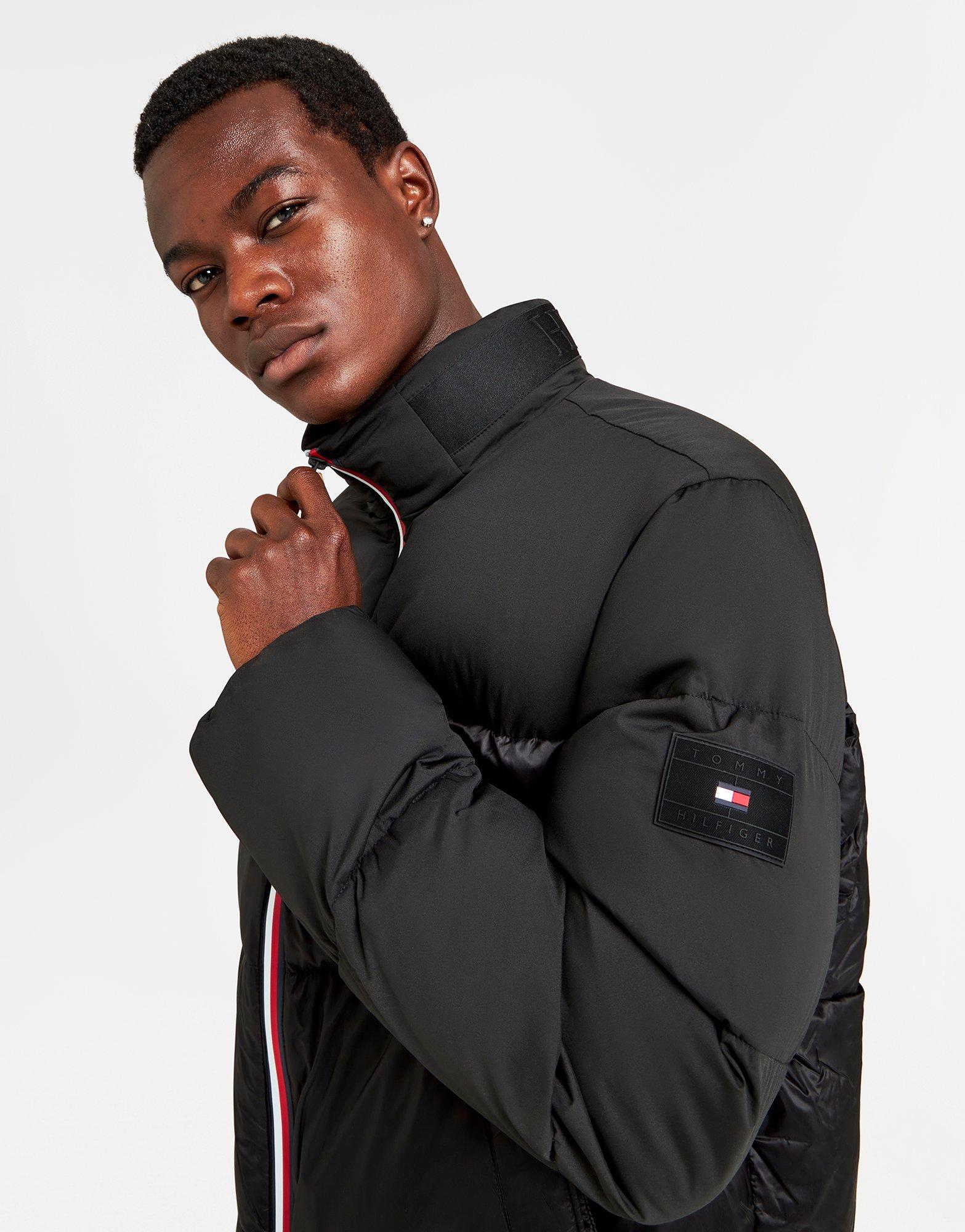 Black Tommy Hilfiger Hooded Puffer Jacket - JD Sports