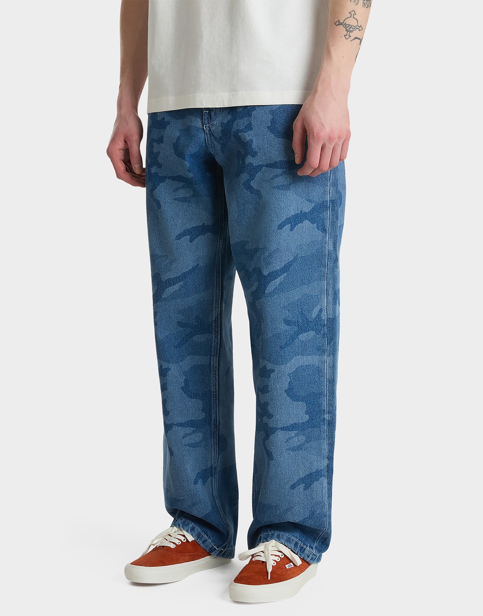 Blue Vans Check-5 Loose Camo Printed Denim Pant | JD Sports UK