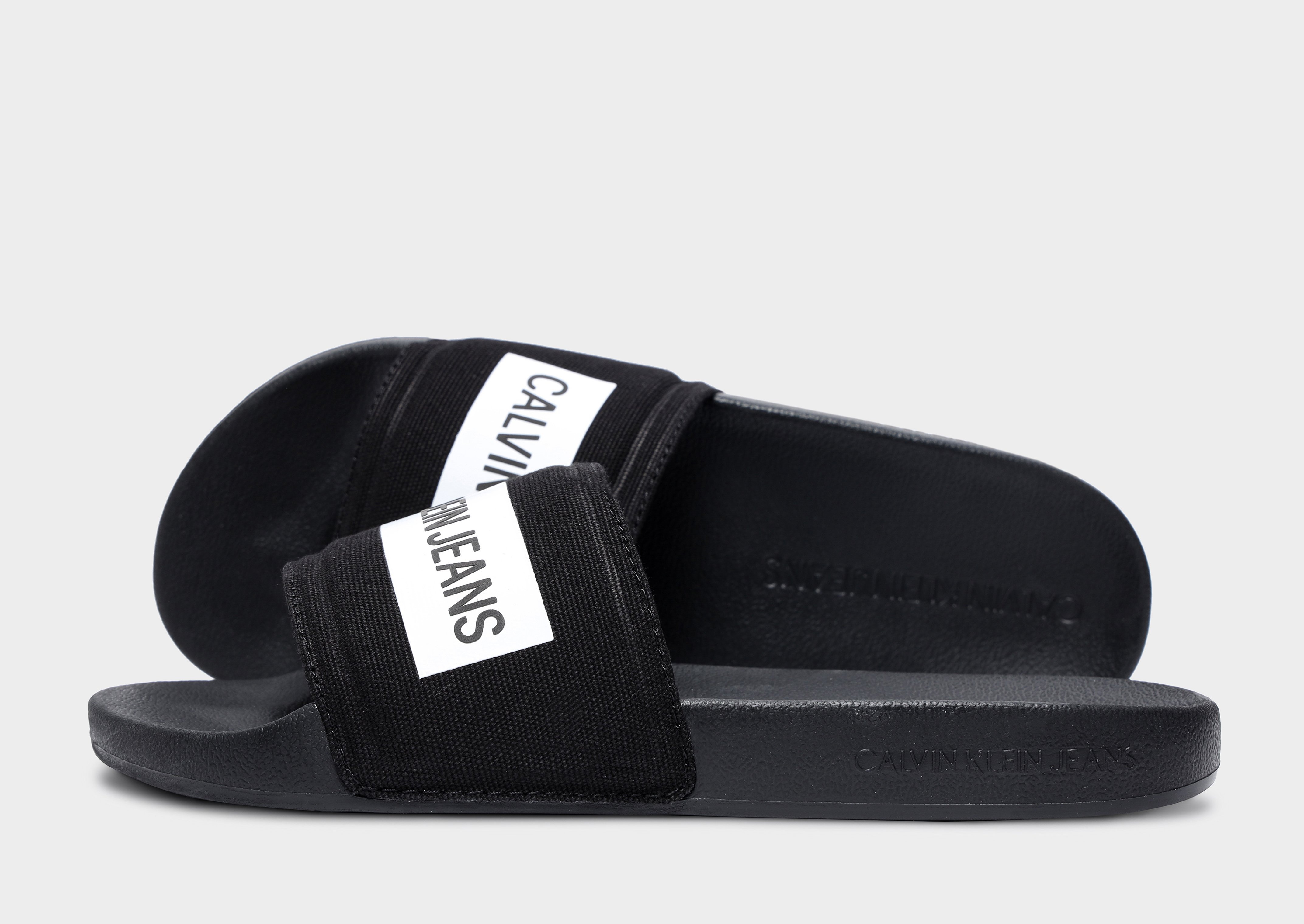 Black Calvin Klein Tape Slides Women's - JD Sports