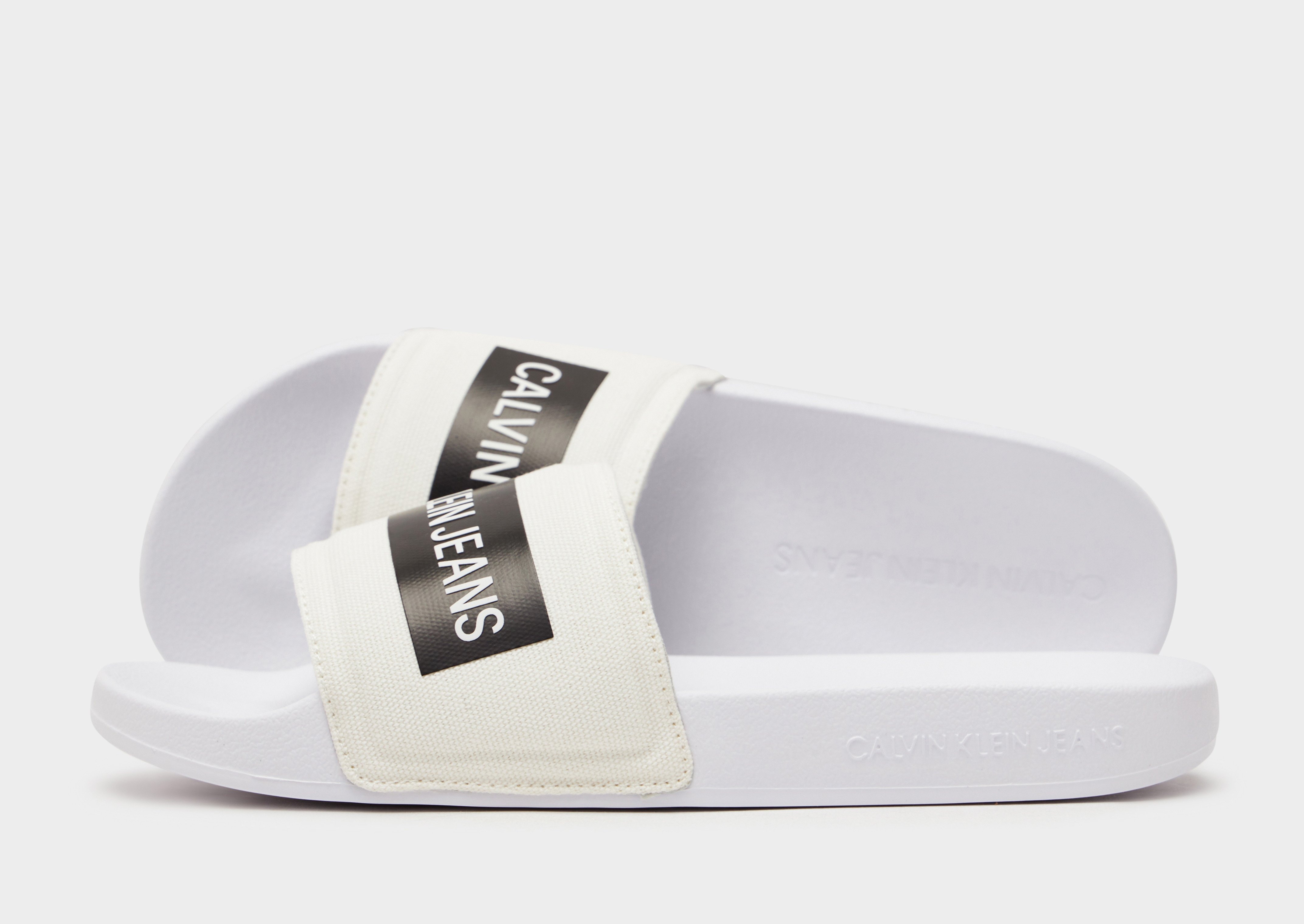 White Calvin Klein Institutional Logo Slides Women's - JD Sports