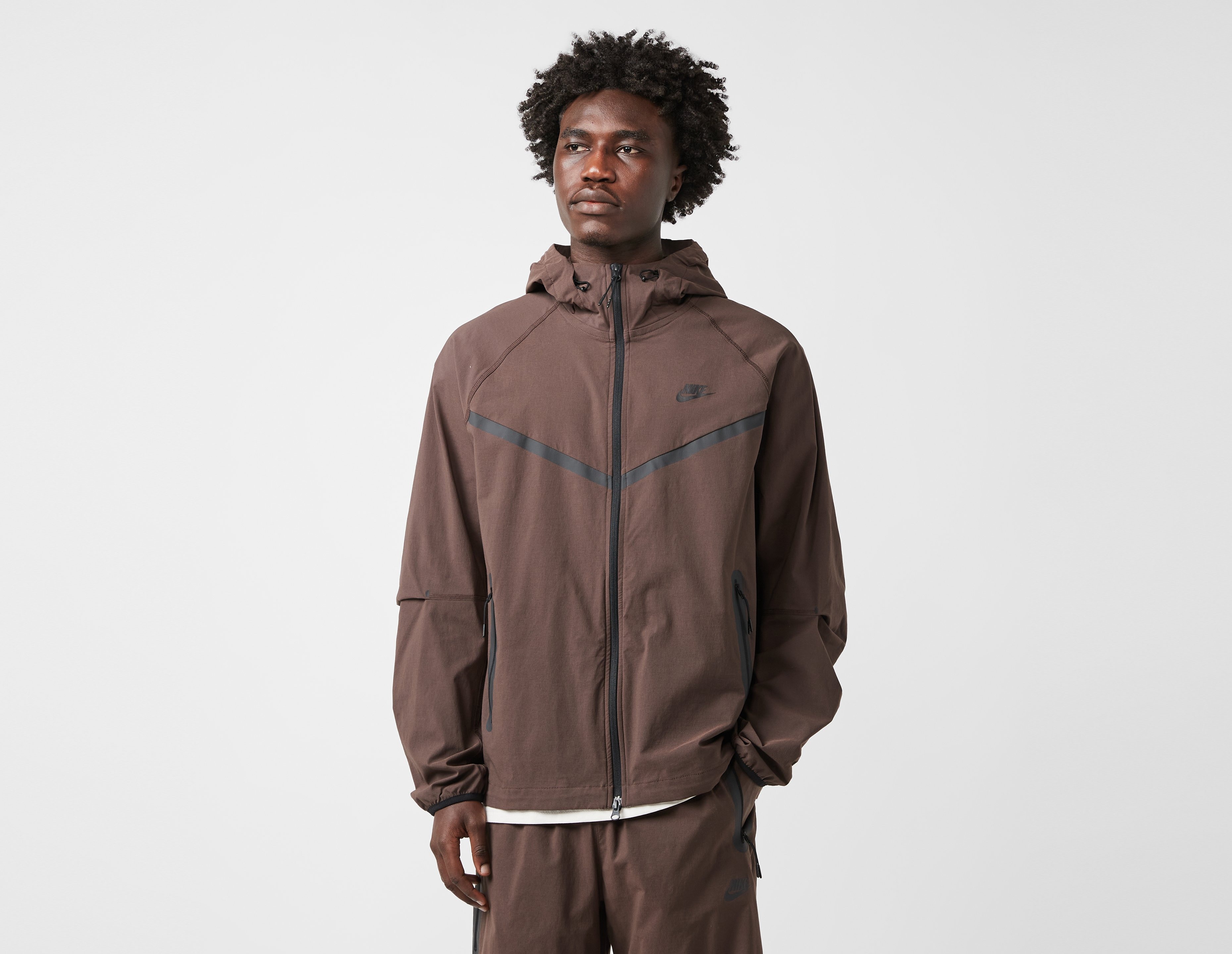 Brown Nike Tech Woven Full Zip Hooded Jacket | size?