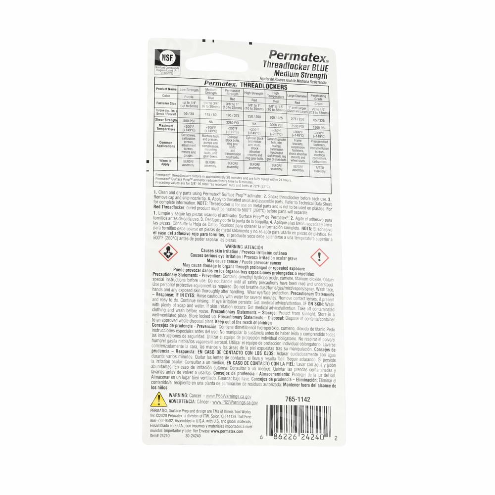 Permatex Medium Strength Threadlocker, Blue PEX 24240 | Diesel Dash