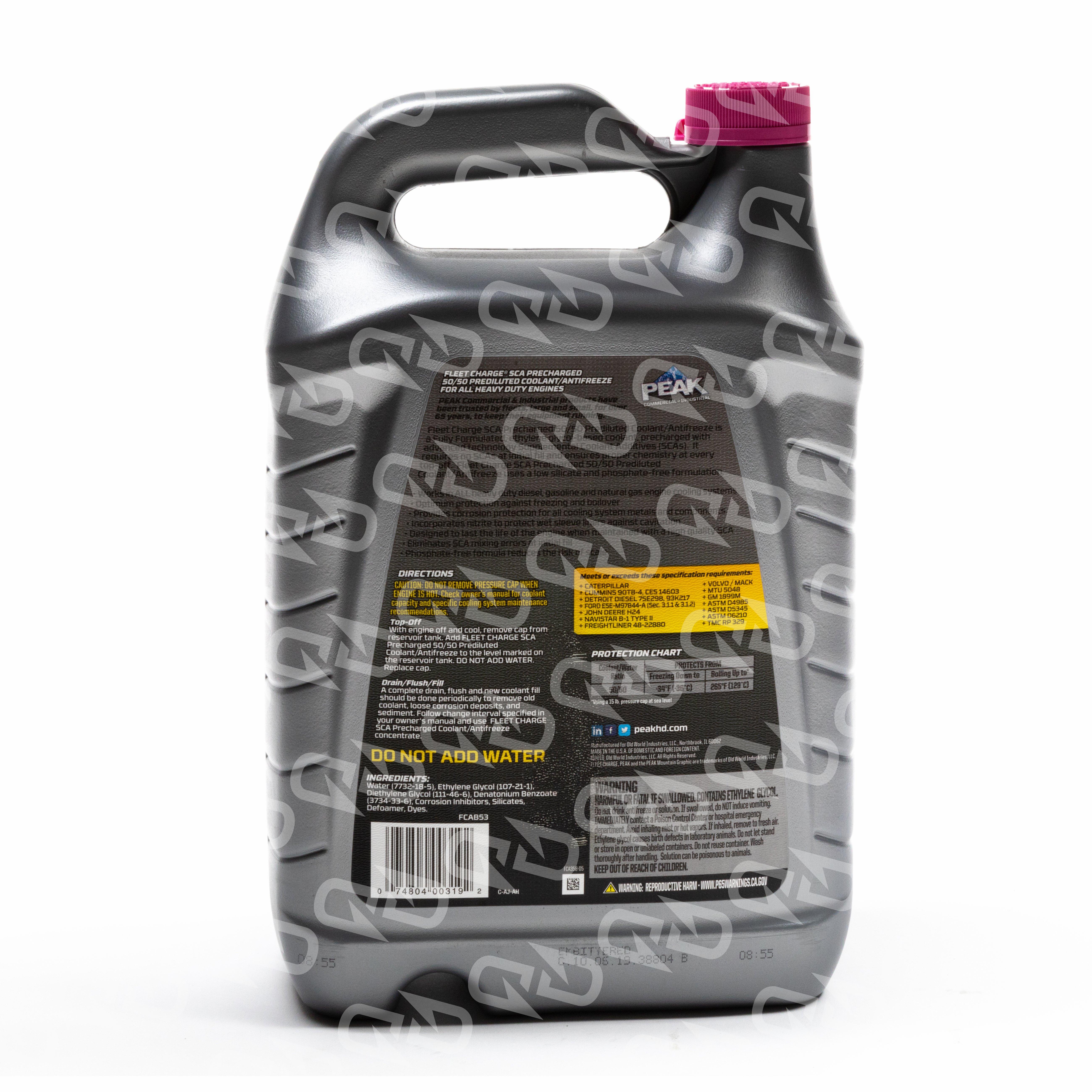 Peak Fleet Charge Coolant, 50/50 Prediluted, SCA Precharged, One-Gallon ...