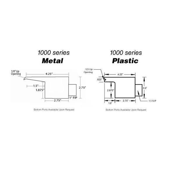 Custom Cascade 1000 Series Waterfall ABS Plastic Gray 12" with 1-1/2 ...
