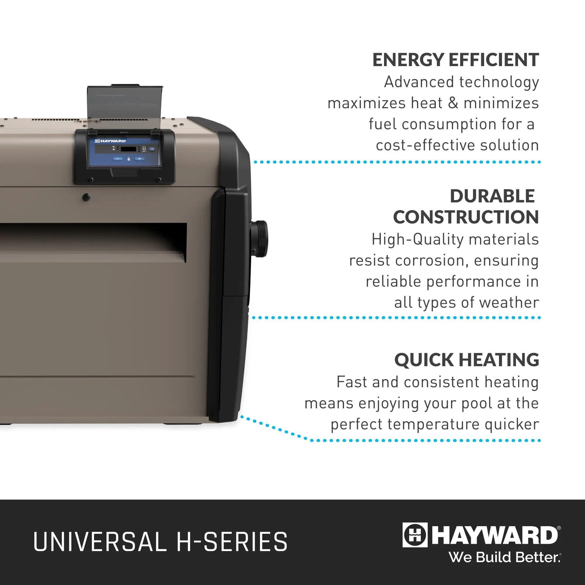 Hayward W3H250FDN Universal H-Series Low NOx 250K BTU Natural Gas, Pool Heater | Leslie's Pool ...