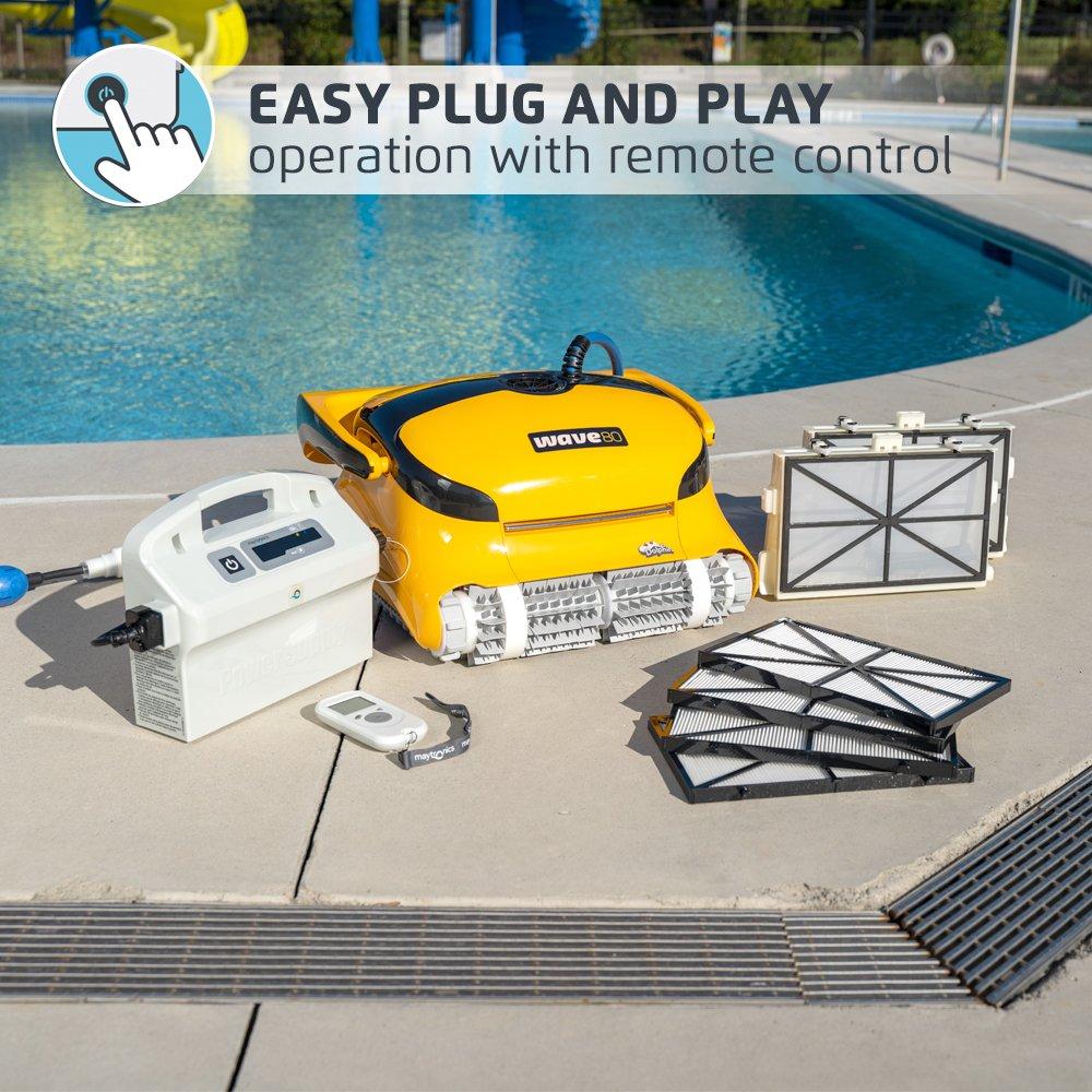 Dolphin Wave 80 Commercial Robotic Pool Cleaner with Caddy | Leslie's ...