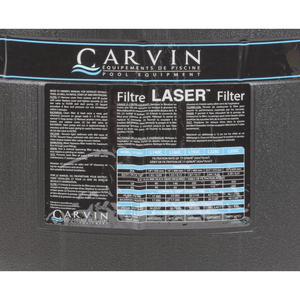 Carvin Sand Filter, Carvin Laser L250C-7C,Top Mt,25",1-1/2" Valve ...