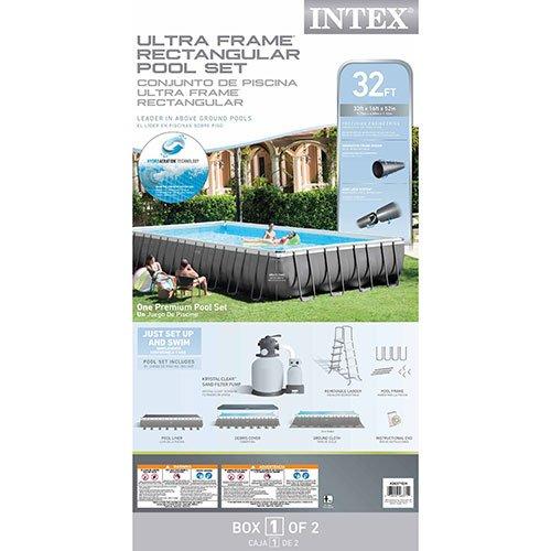 Intex Ultra Frame 32' x 16' Rectangle Metal Frame Pool with Sand Filter ...