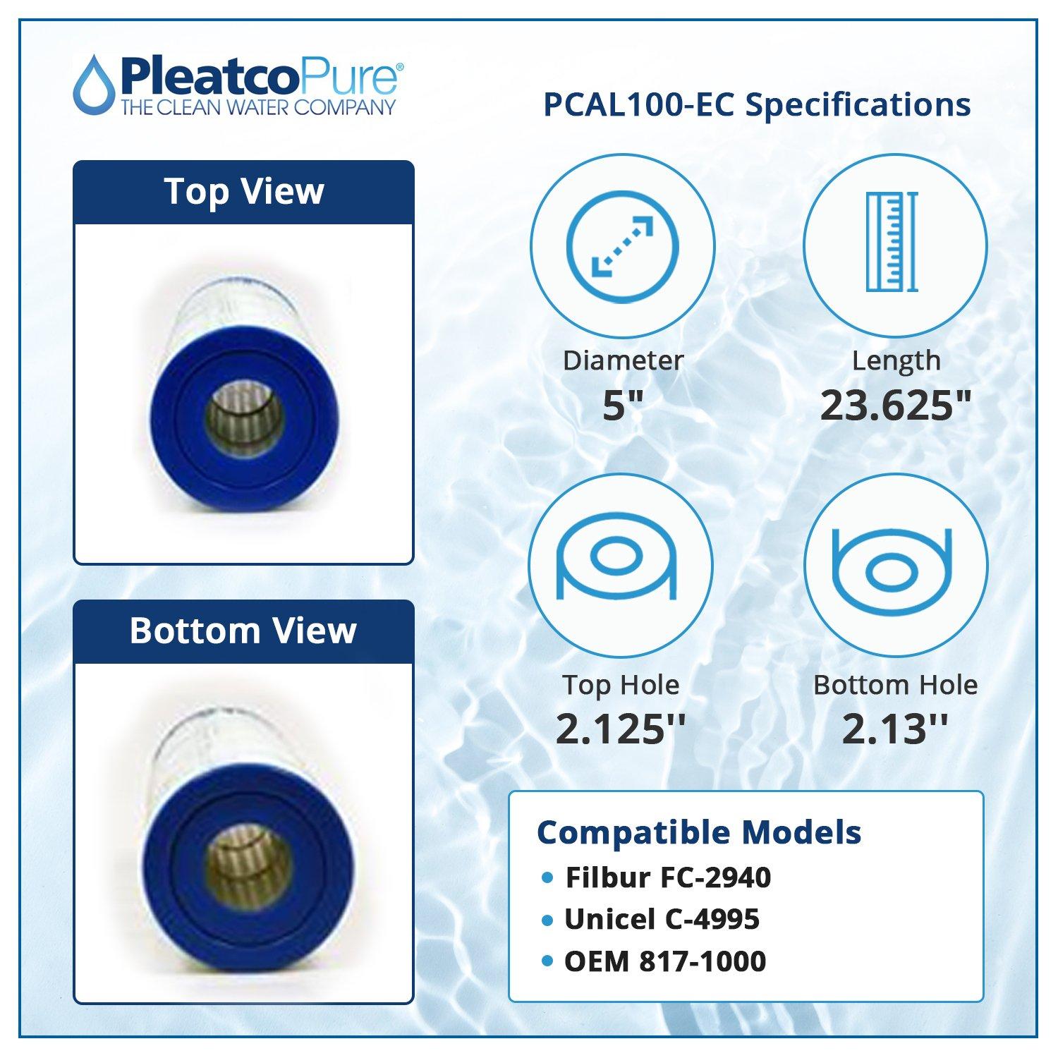 Pleatco PCAL100-EC Spa Filter Cartridge Replacement for Unicel: C-4995 ...