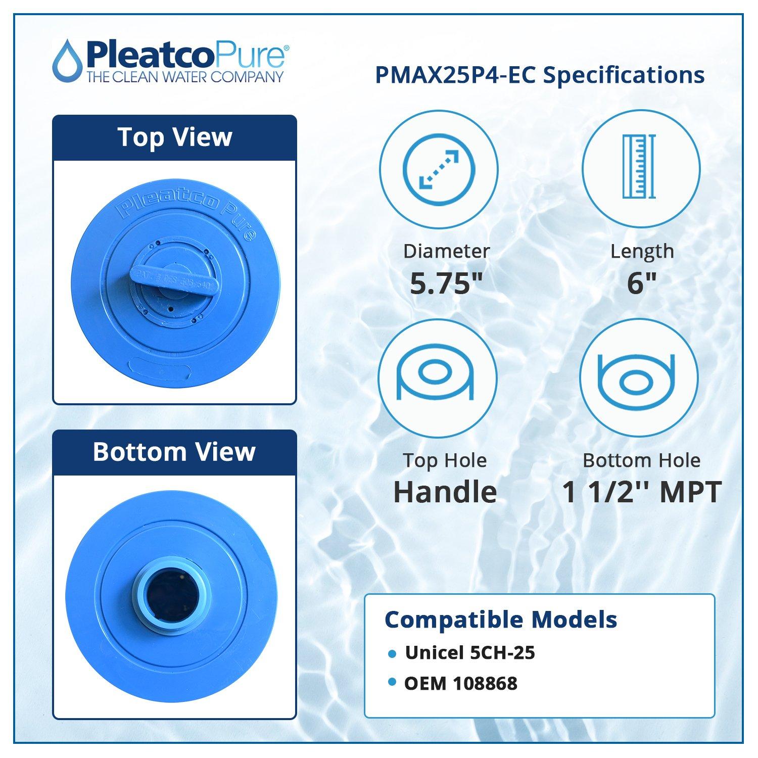 Pleatco PMAX25P4-EC Spa Filter Cartridge Replacement for Unicel: 5CH-25 ...