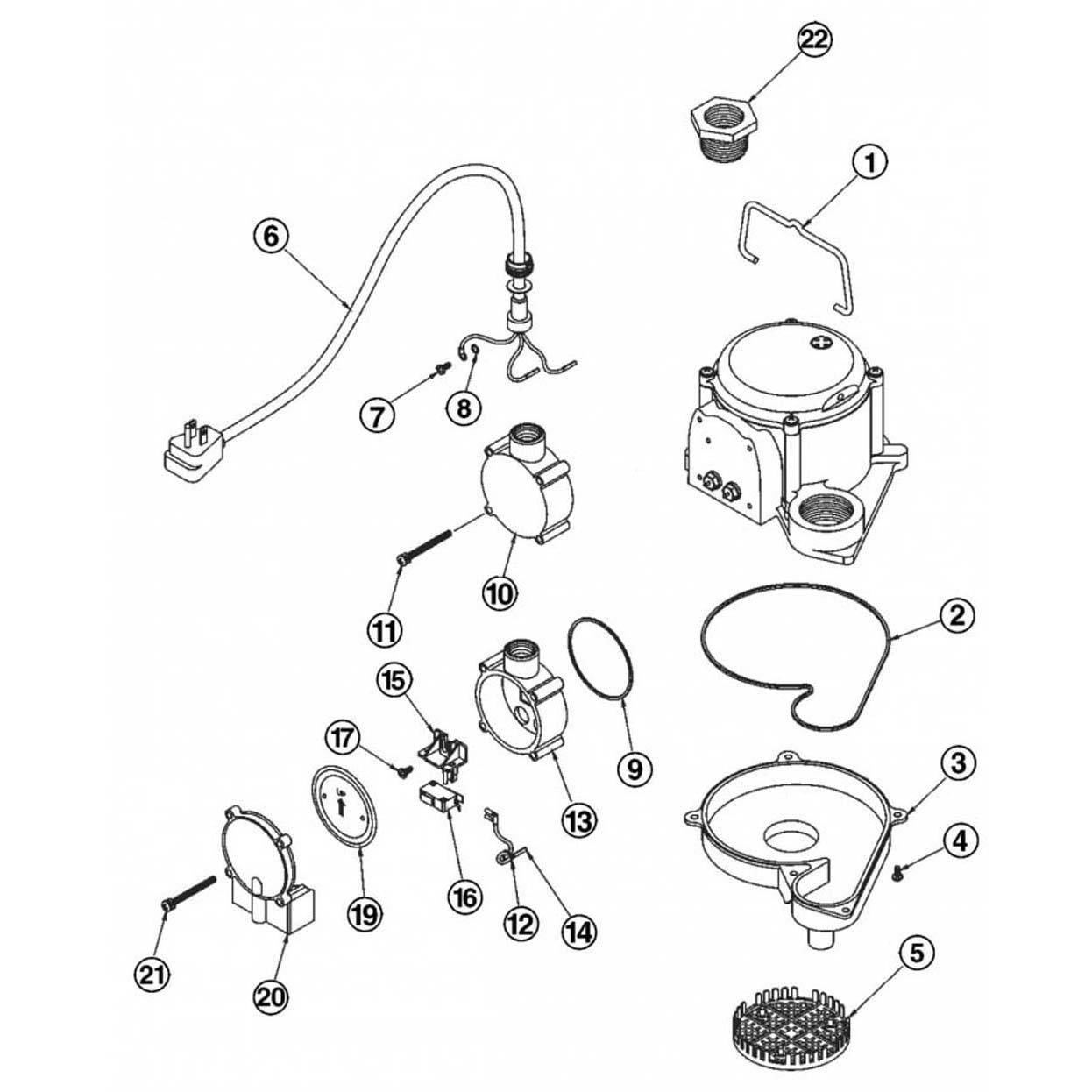 Little Giant 6CIA, 8CBA, 8CIA, 8CBM, 8CIA Sump Pump Pump Part Schematic | Leslie's Pool Supplies