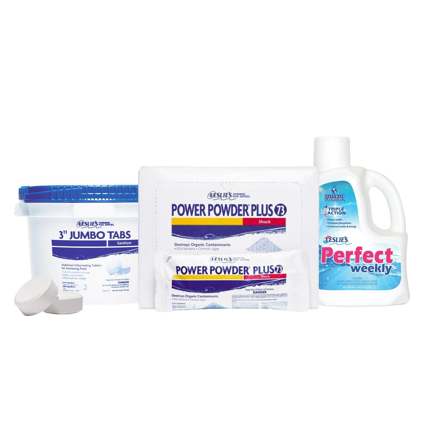 Leslie's 3 in Jumbo Chlorine Tabs 20 lbs Bucket and Power Powder Plus ...